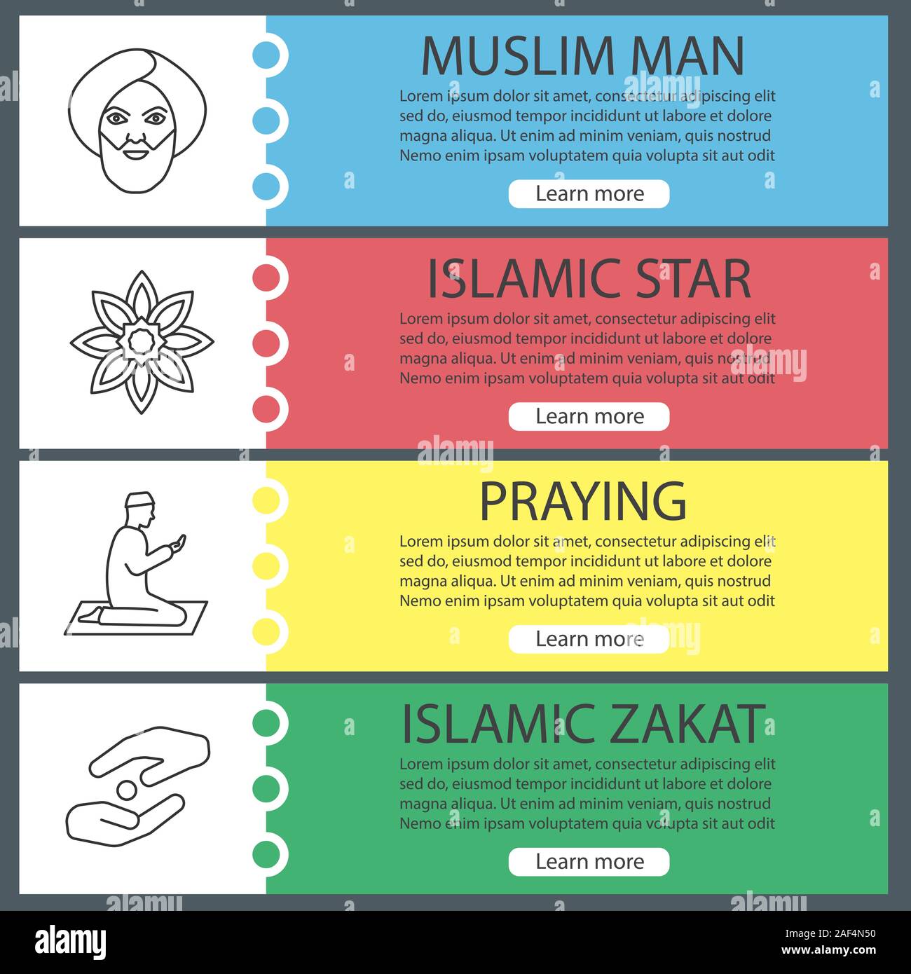 Islamic culture web banner templates set. Muslim man, islamic star ...