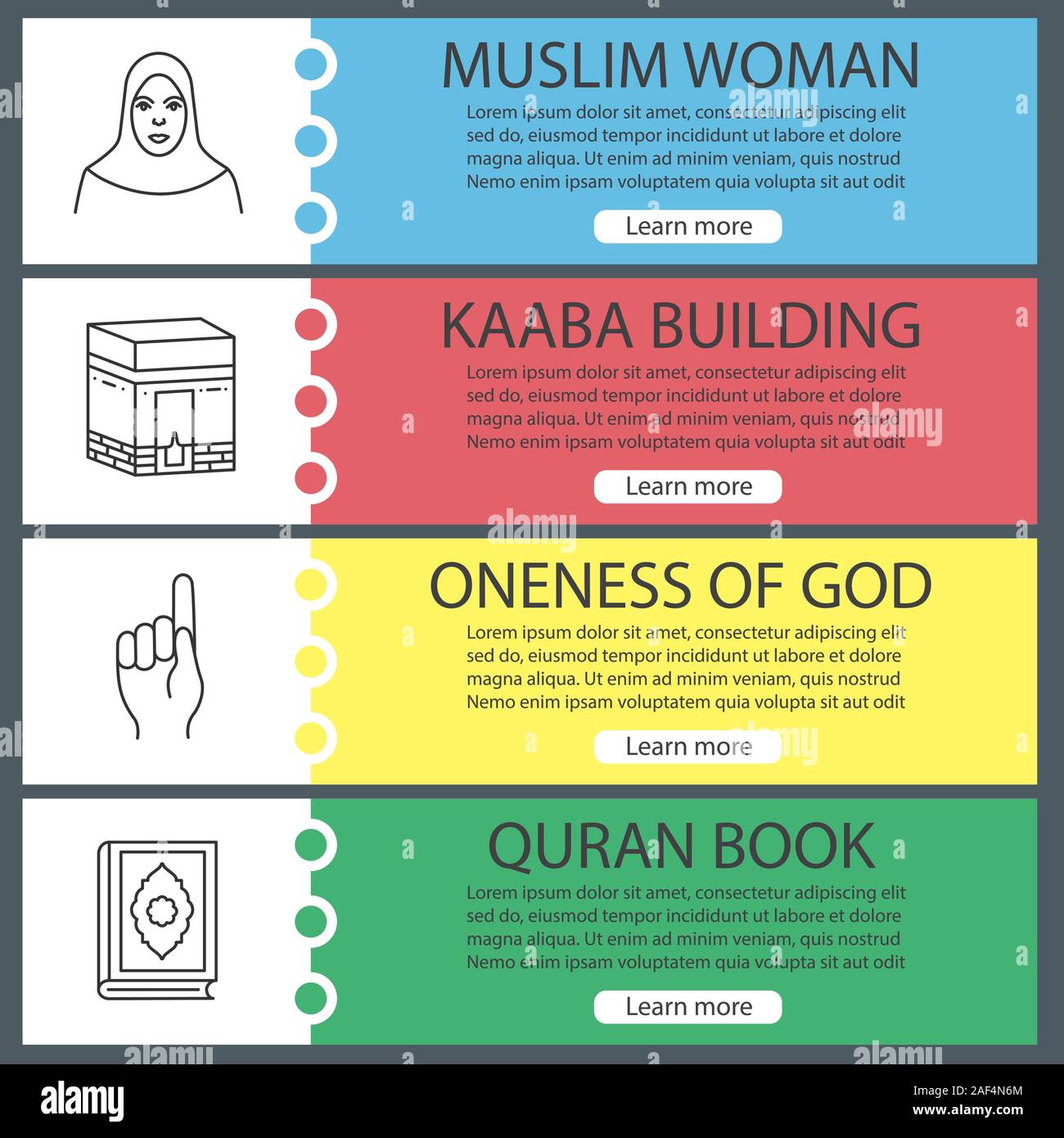 Islamic culture web banner templates set. Muslim woman, god gesture ...