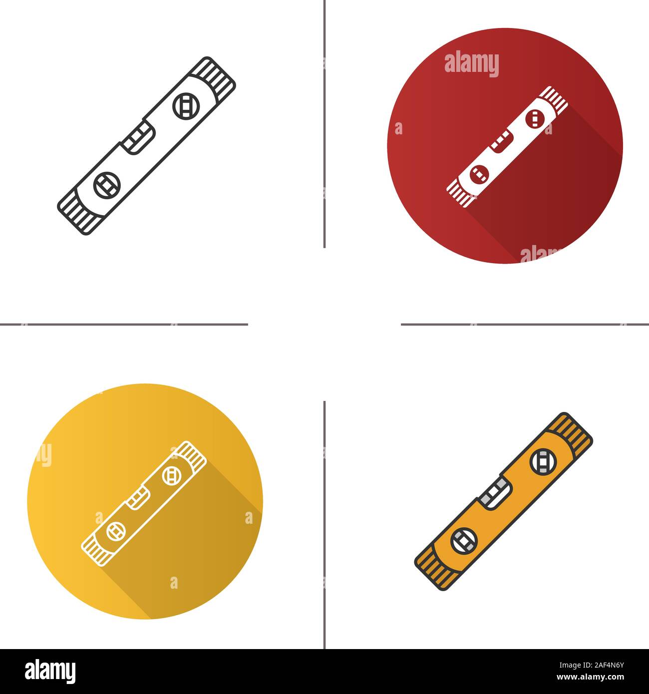 Spirit level icon. Flat design, linear and color styles. Isolated ...