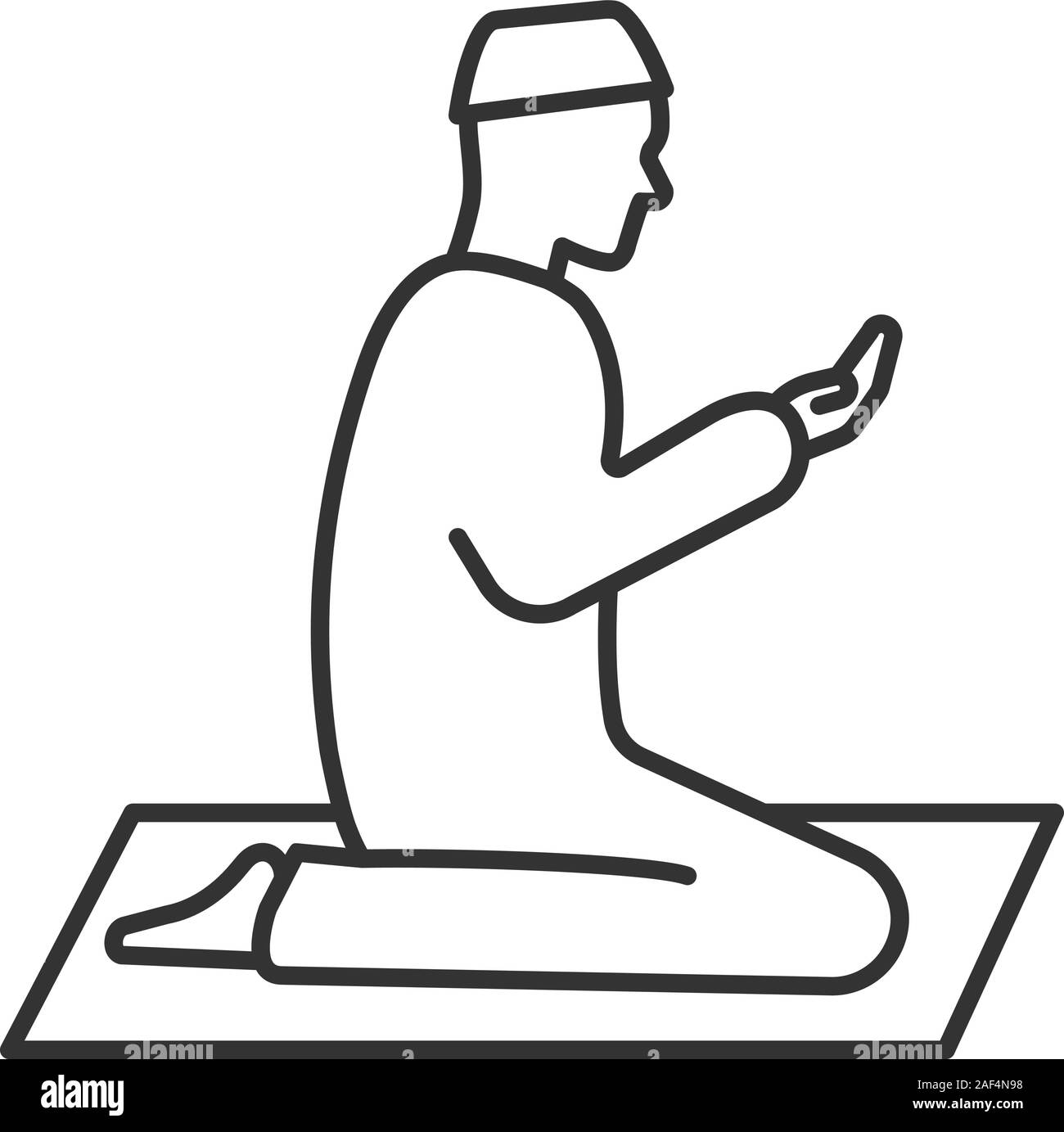 Praying Muslim Man Linear Icon Thin Line Illustration Worship