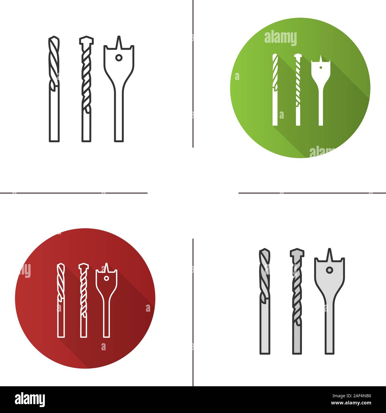 Drill bits icon. Flat design, linear and color styles. Isolated vector ...