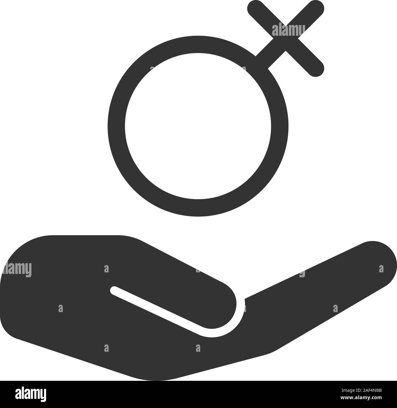 Open hand with female symbol glyph icon. Women's health care ...