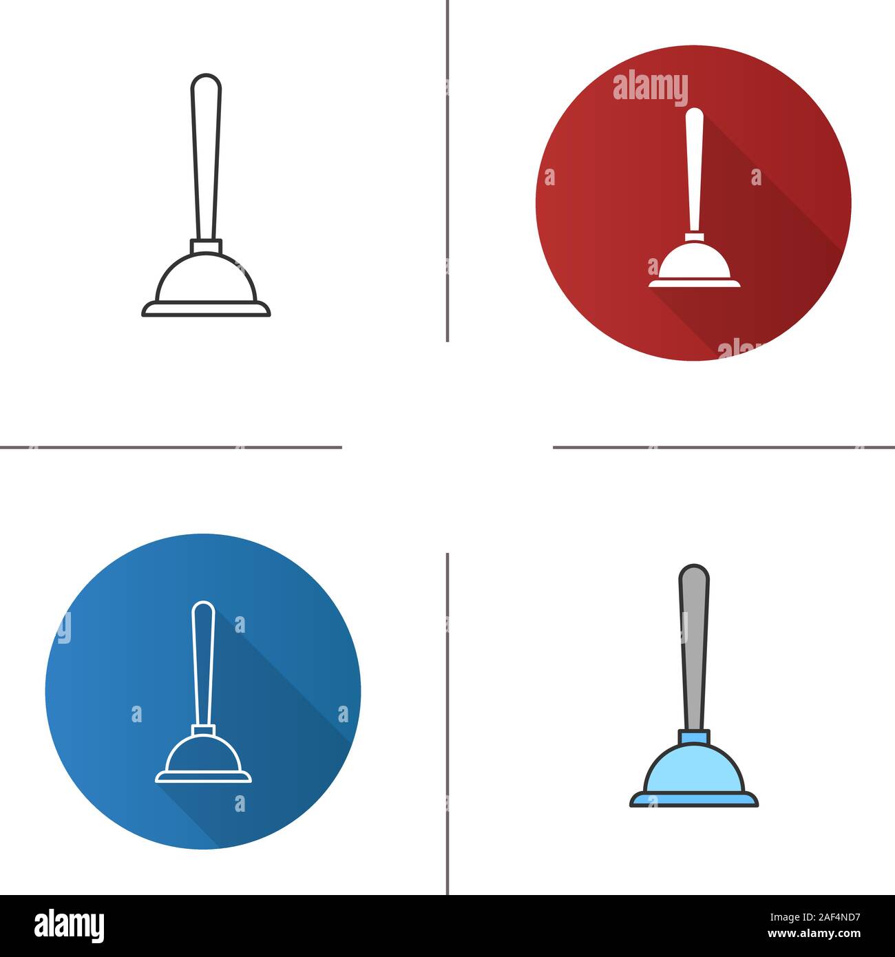 Force cup icon. Flat design, linear and color styles. Plunger. Isolated ...
