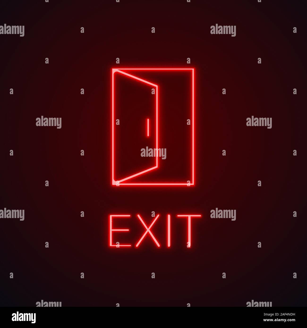 Open door neon light icon. Building exit glowing sign. Doorway. Vector ...
