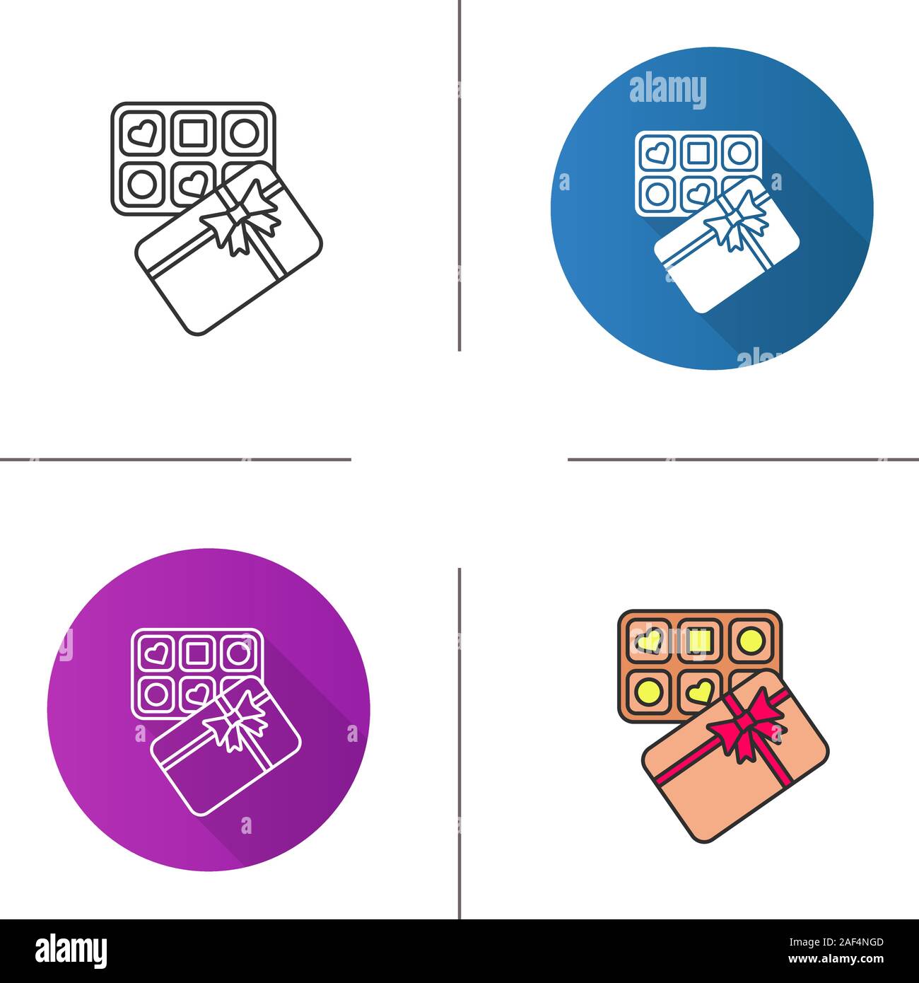 Candy box icon. Flat design, linear and color styles. Sweets. Isolated ...