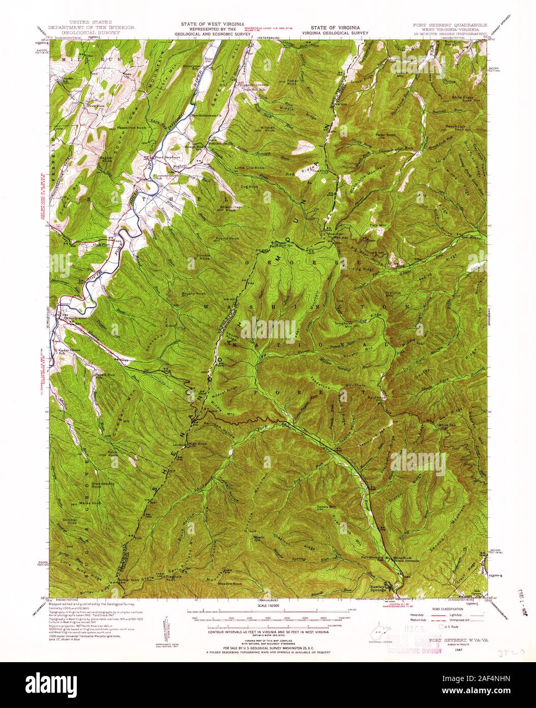 WV Fort Seybert 253531 1947 62500 Stock Photo - Alamy