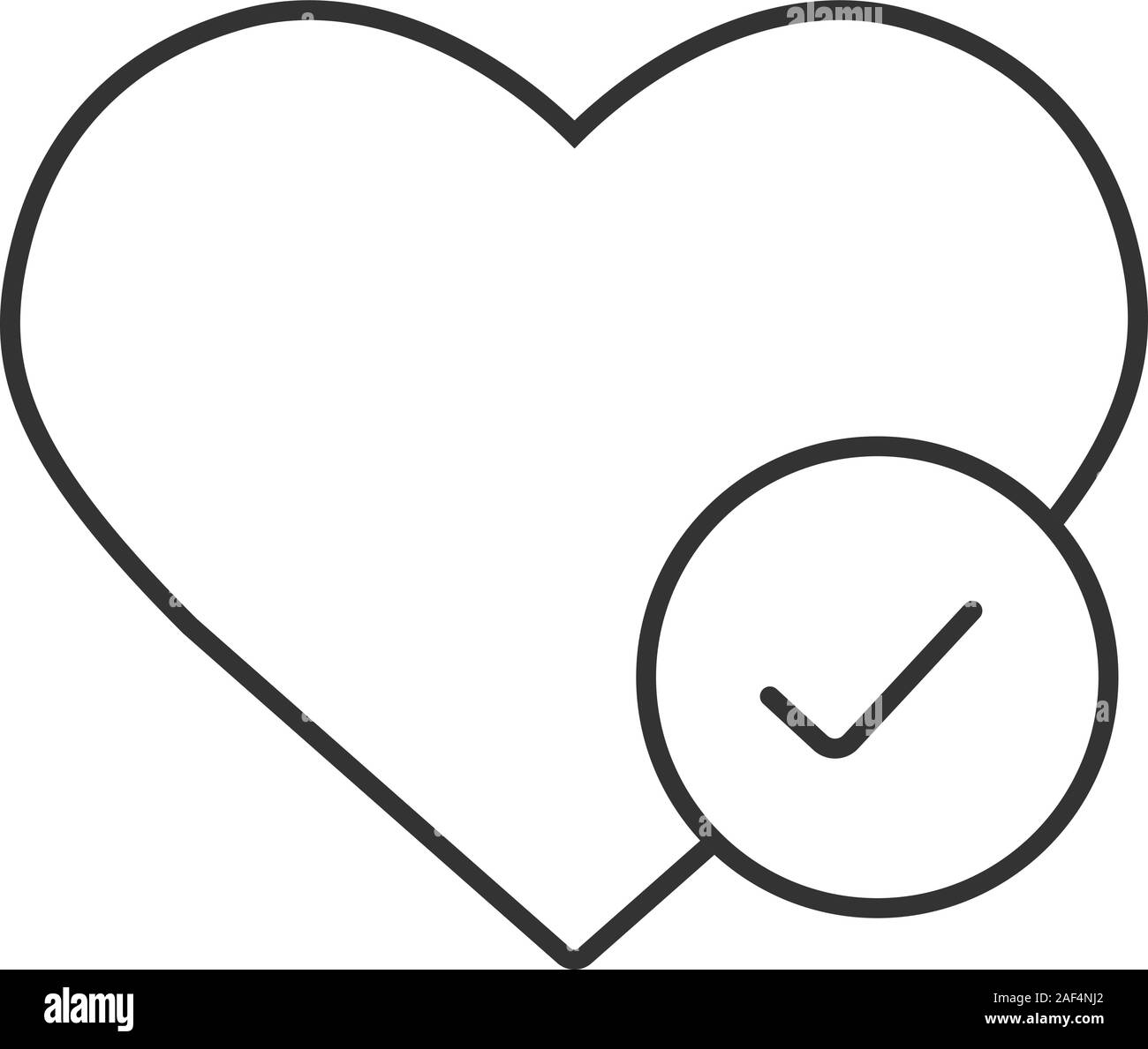 Heart with check mark linear icon. Mobile phone app. Thin line ...