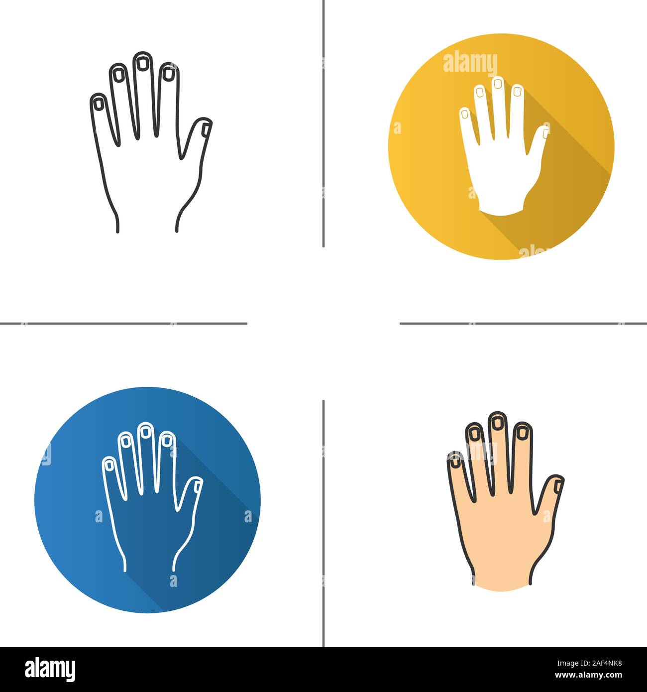 Man's hand icon. Flat design, linear and color styles. Isolated vector ...