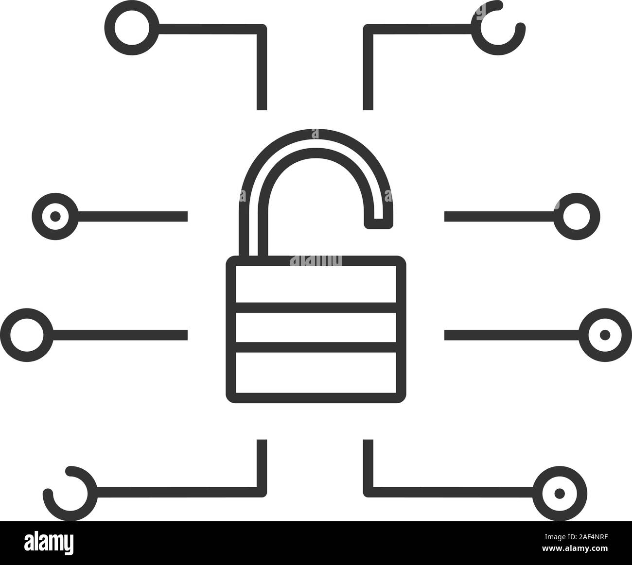 Cyber security linear icon. Thin line illustration. Password. Open ...
