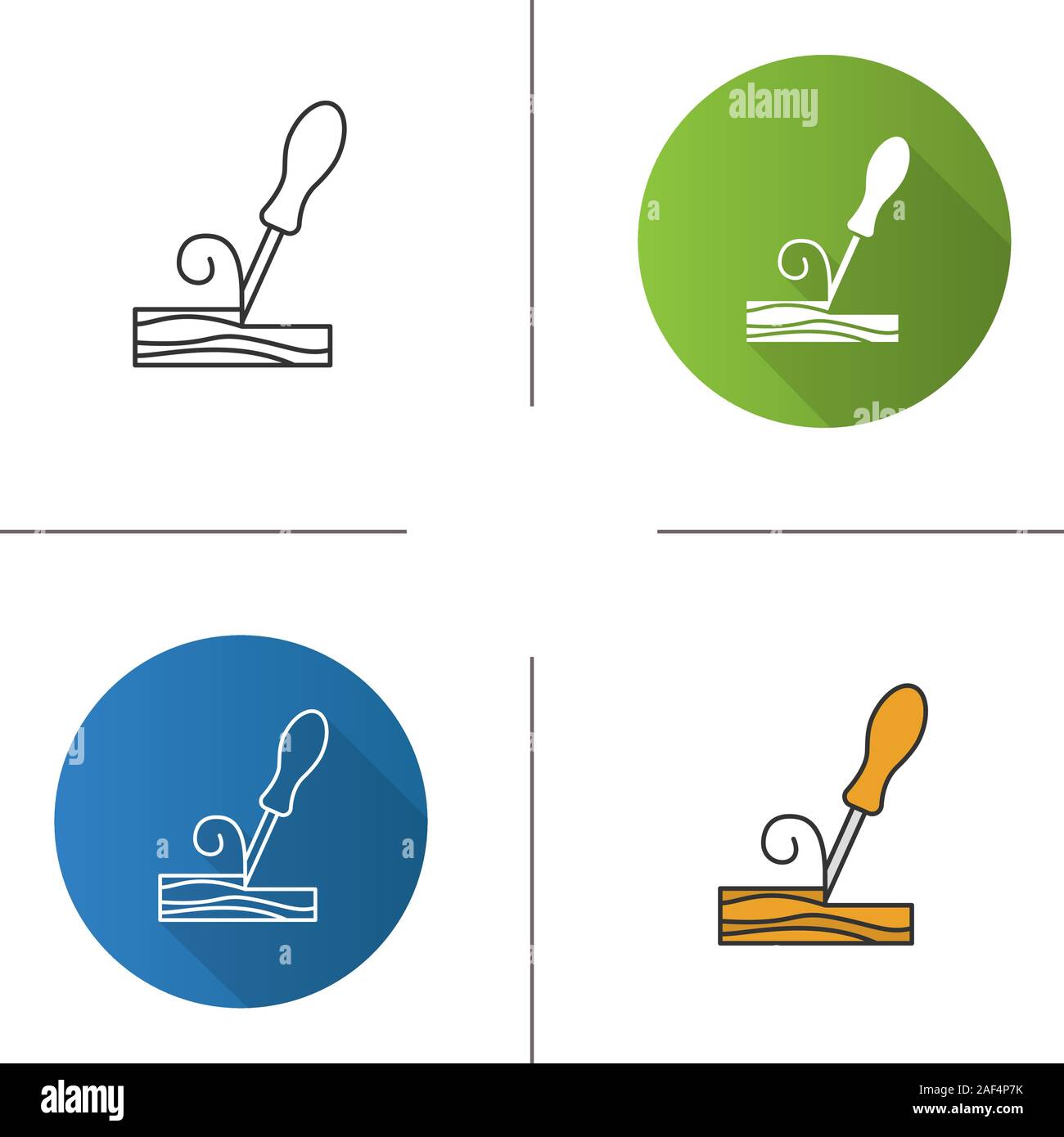 Wood chisel icon. Flat design, linear and color styles. Firmer chisel ...