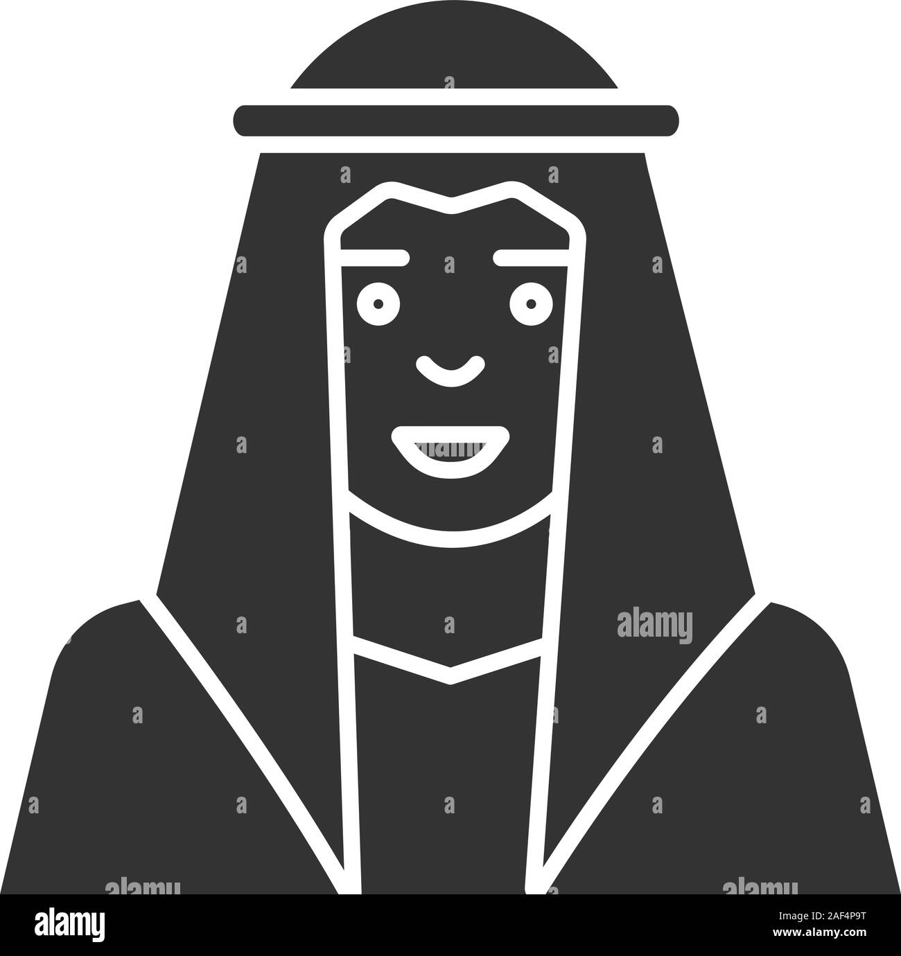 Sheikh glyph icon. Muslim. Arab, turk. Silhouette symbol. Negative ...