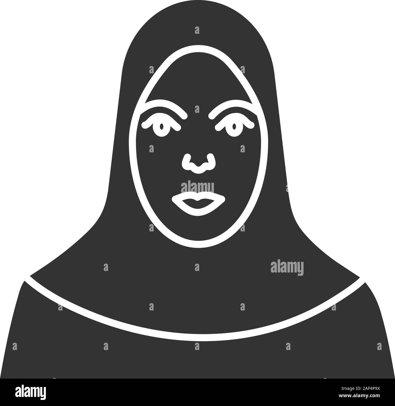 Muslim woman glyph icon. Islamic culture. Hijab. Silhouette symbol ...