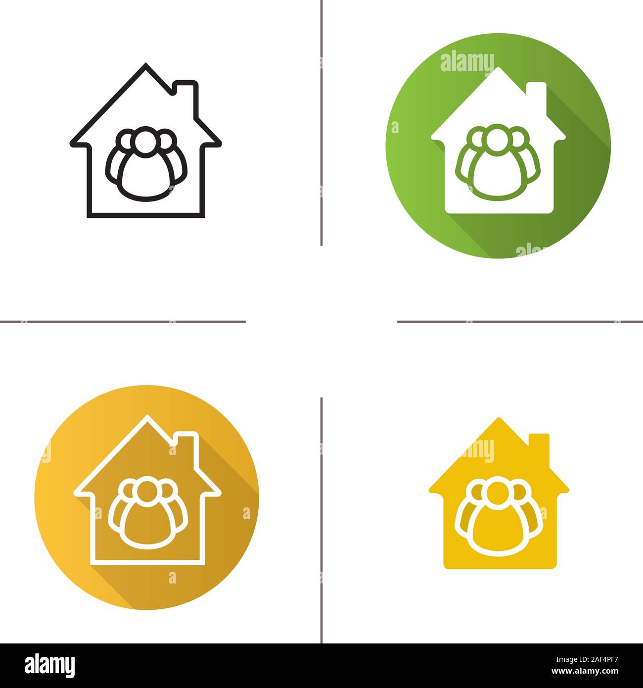 Shared ownership icon. Flat design, linear and glyph color styles ...