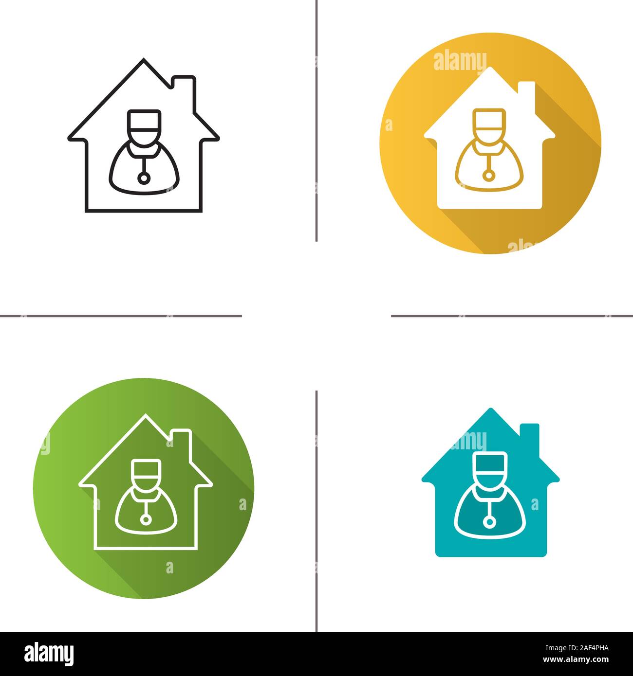 Doctor home visit icon. Flat design, linear and glyph color styles ...