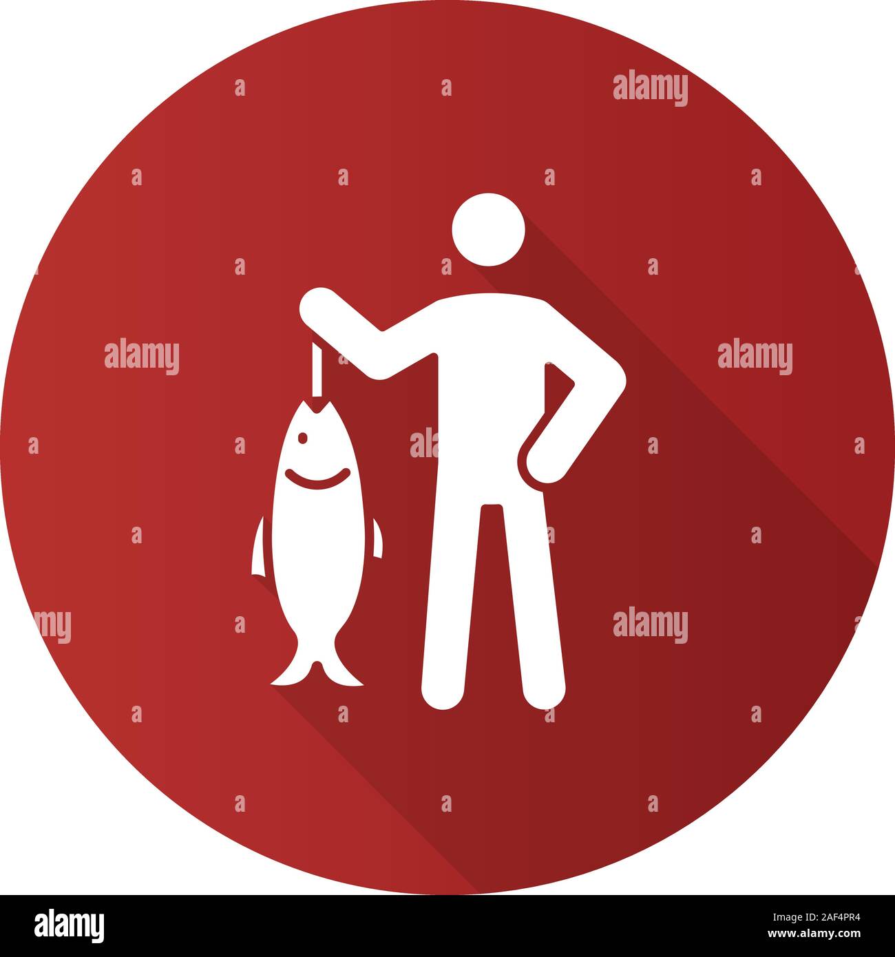 Fisherman flat design long shadow glyph icon. Fish catch. Vector ...