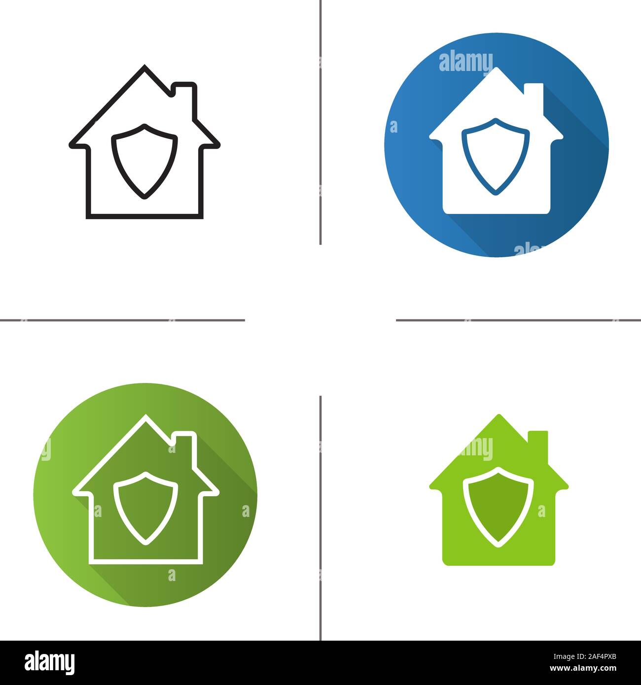 Home guard icon. Flat design, linear and glyph color styles. House with ...