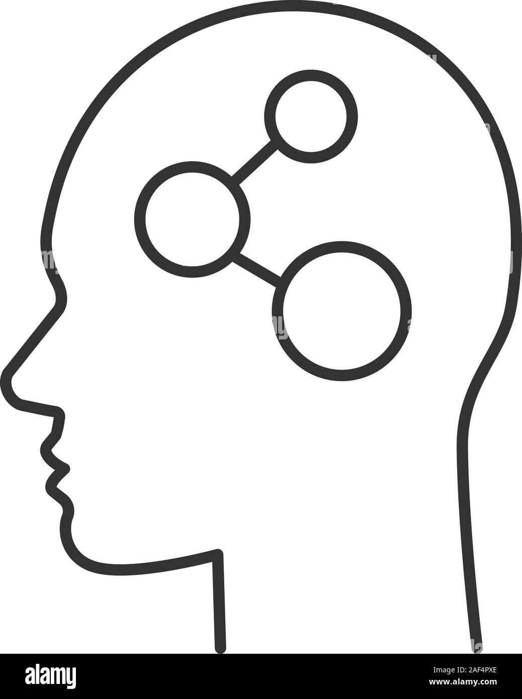 Human head with network sign inside linear icon. User account. Thin ...