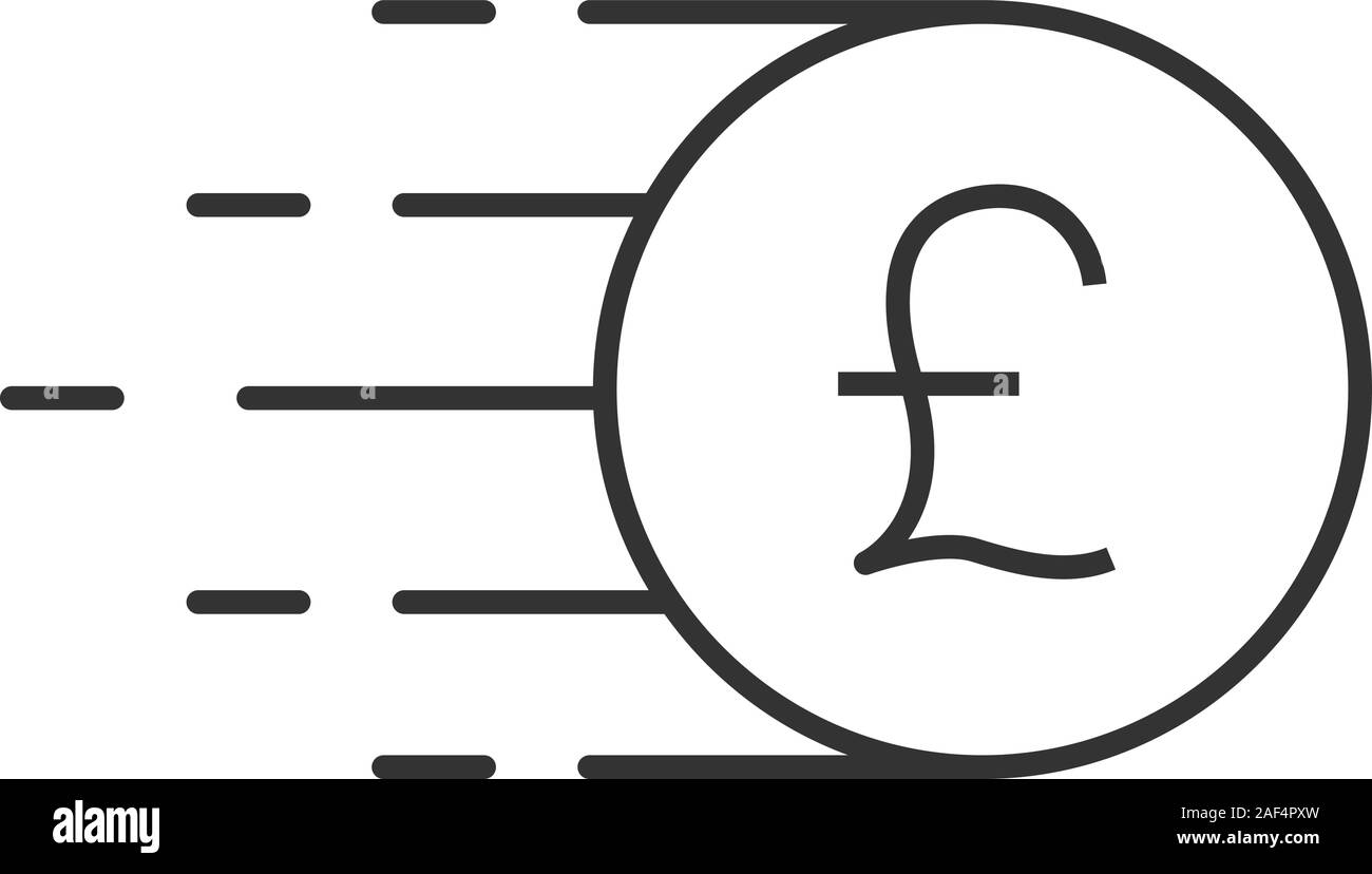 Flying British pound coin linear icon. Thin line illustration. Great ...