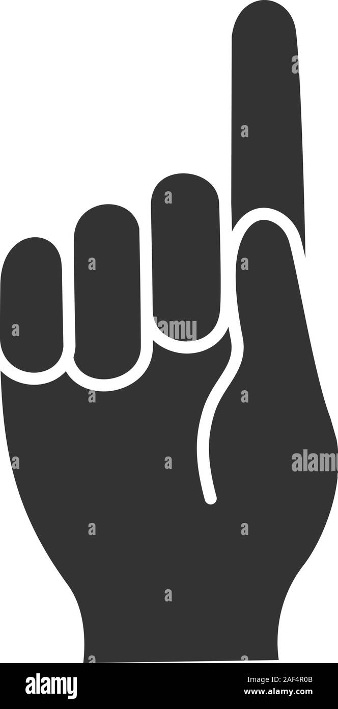 Heaven pointer hand glyph icon. God gesture. Index finger up ...