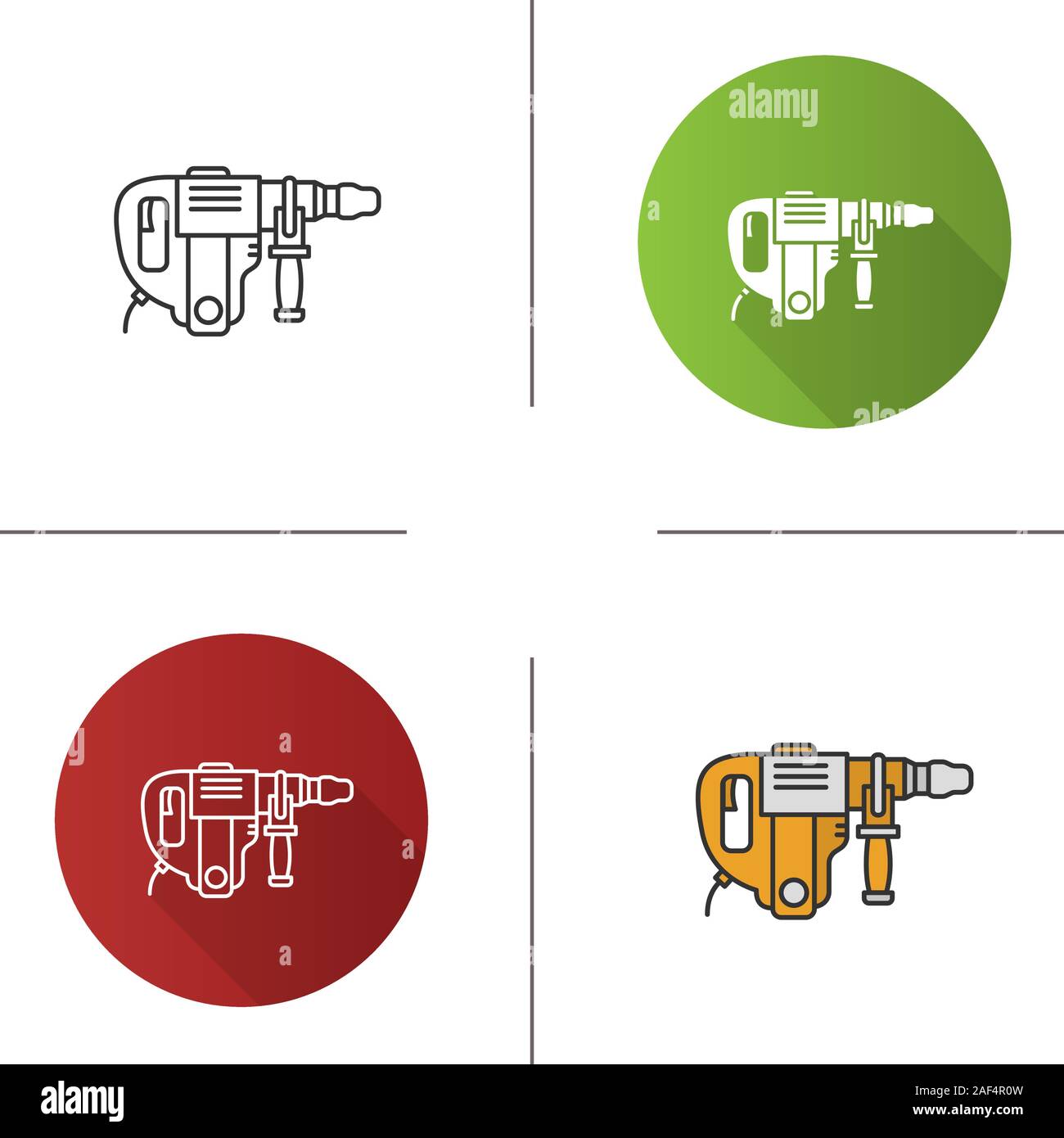 Perforator icon. Flat design, linear and color styles. Power drill ...
