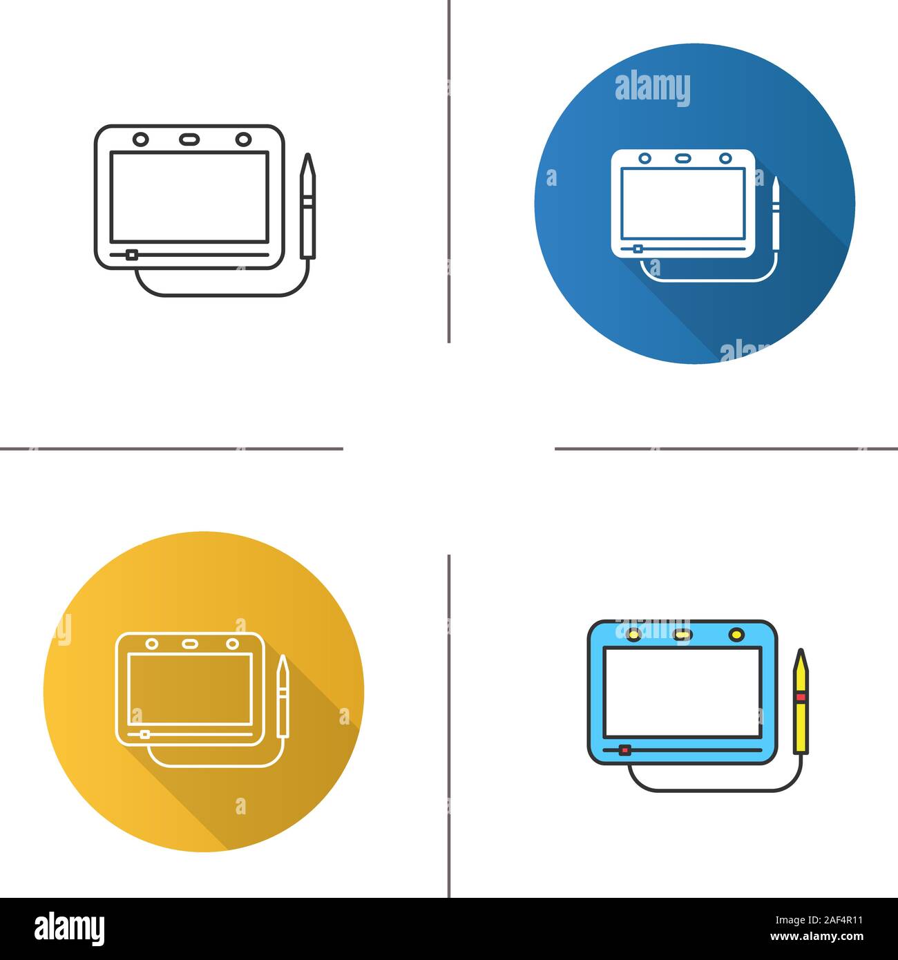 Magnetic drawing board icon. Flat design, linear and color styles ...