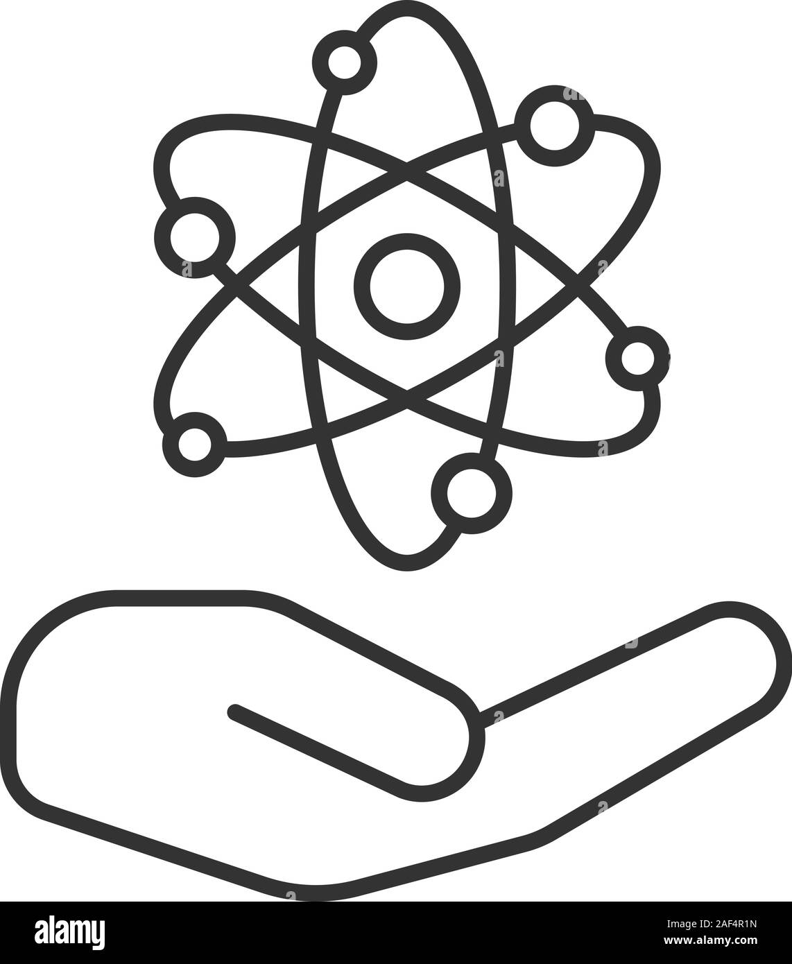 Open with atomic power sign linear icon. Thin line illustration. Atomic ...