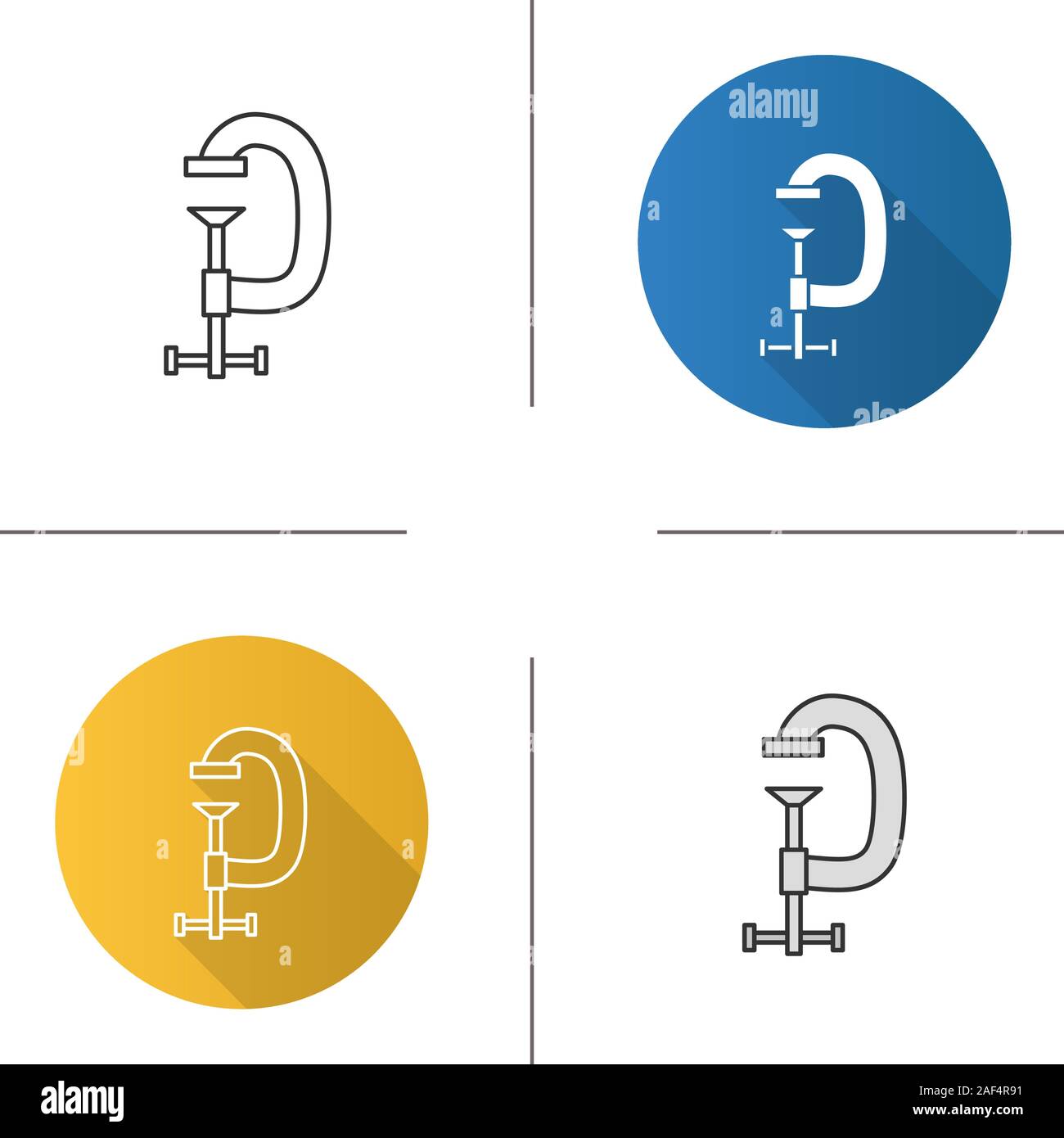 Screw clamp icon. Flat design, linear and color styles. G-clamp ...
