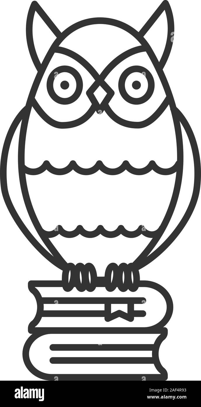 Owl on books stack linear icon. Education. Thin line illustration ...
