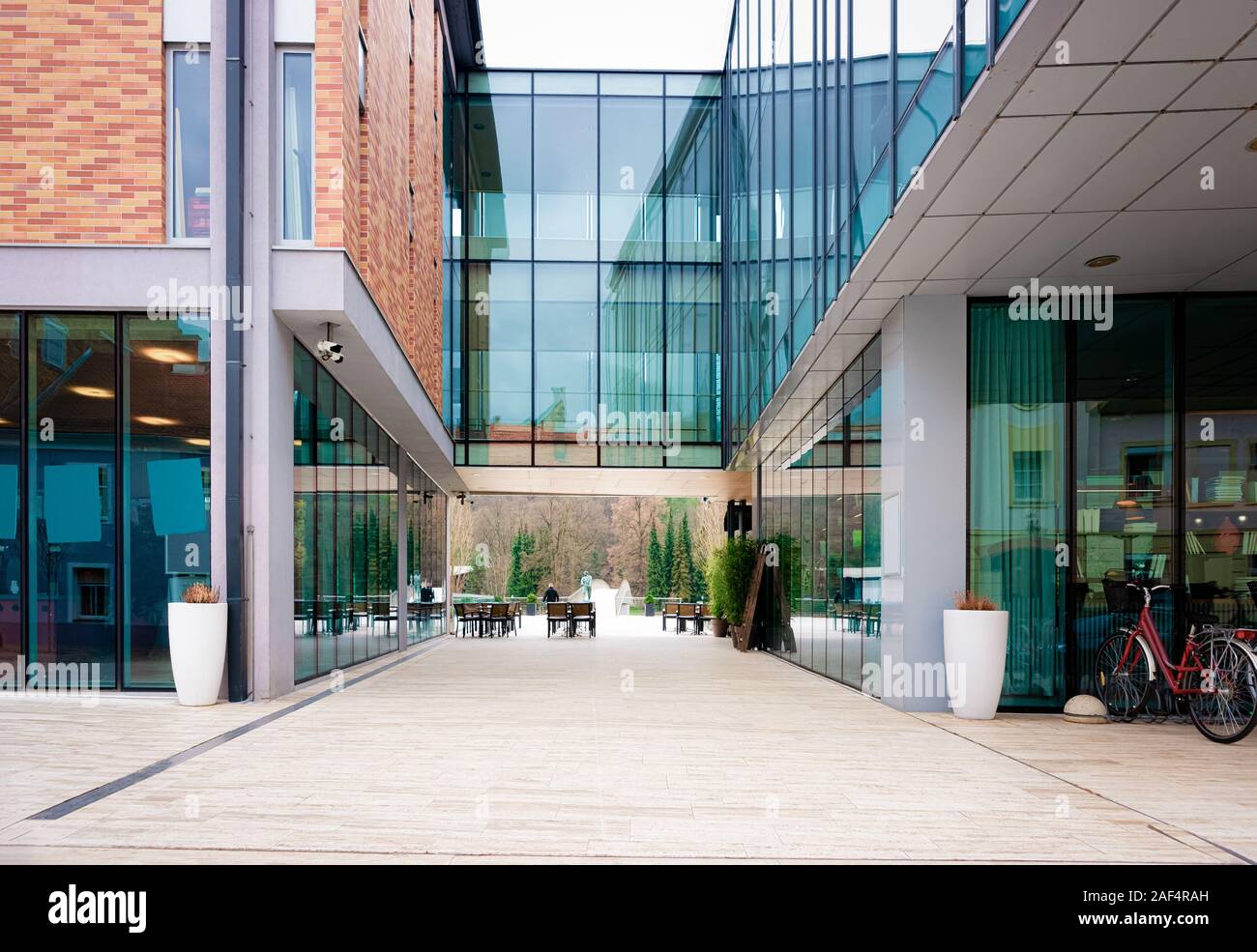 Modern glass library building in center of Celje Slovenia Stock Photo ...