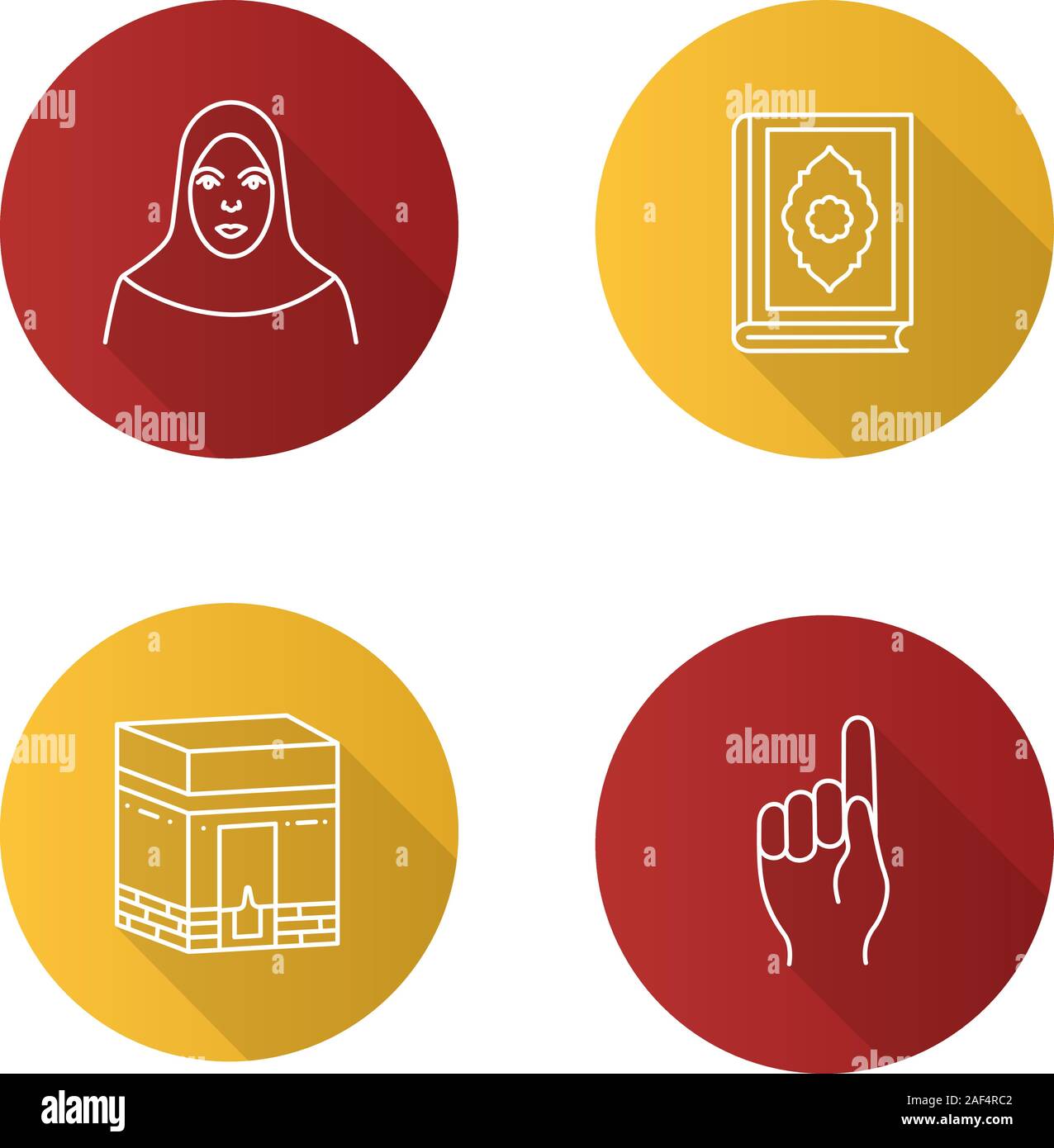 Islamic Culture Flat Design Long Shadow Glyph Icon Muslim Woman God