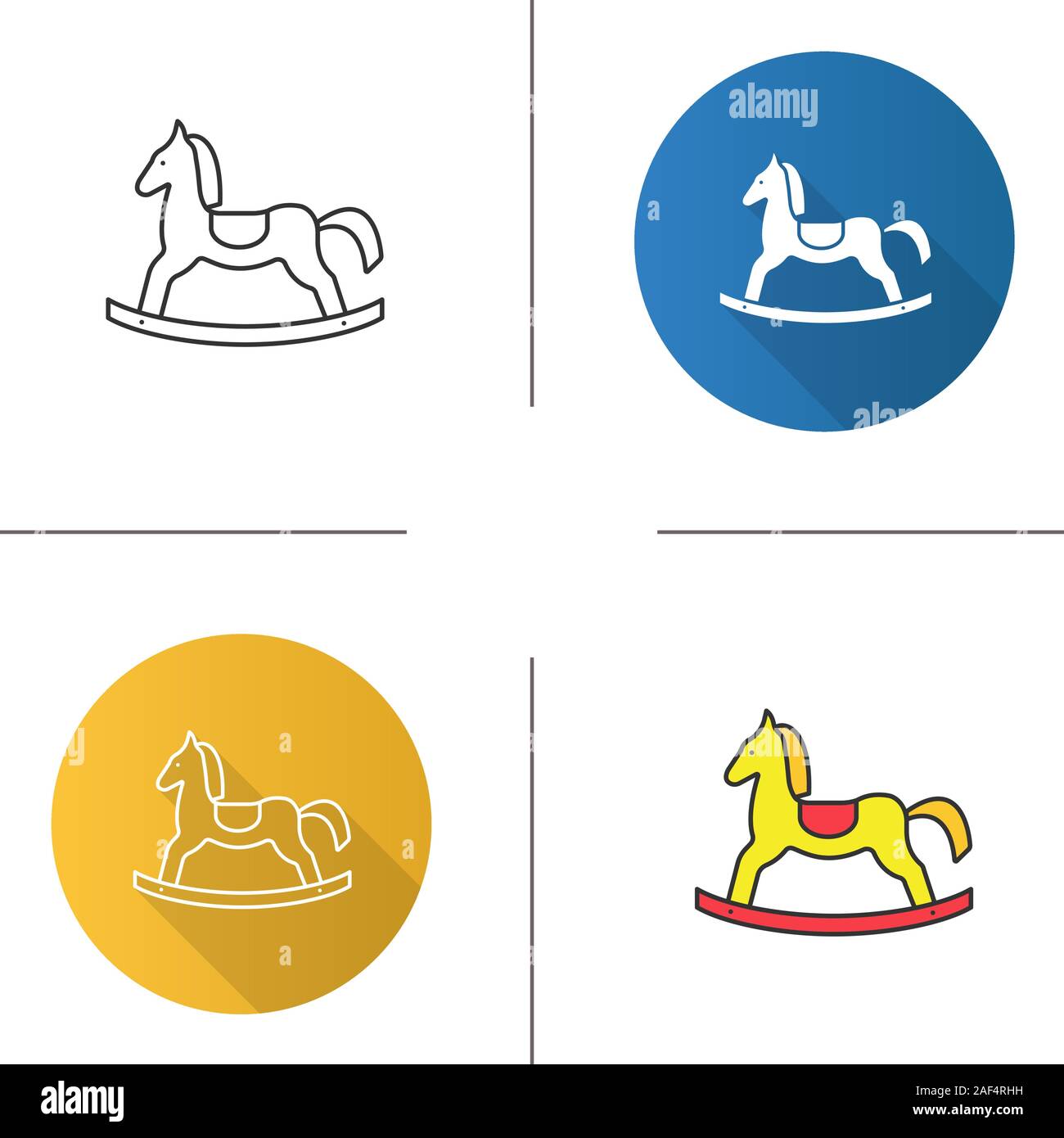 Rocking horse icon. Flat design, linear and color styles. Isolated ...