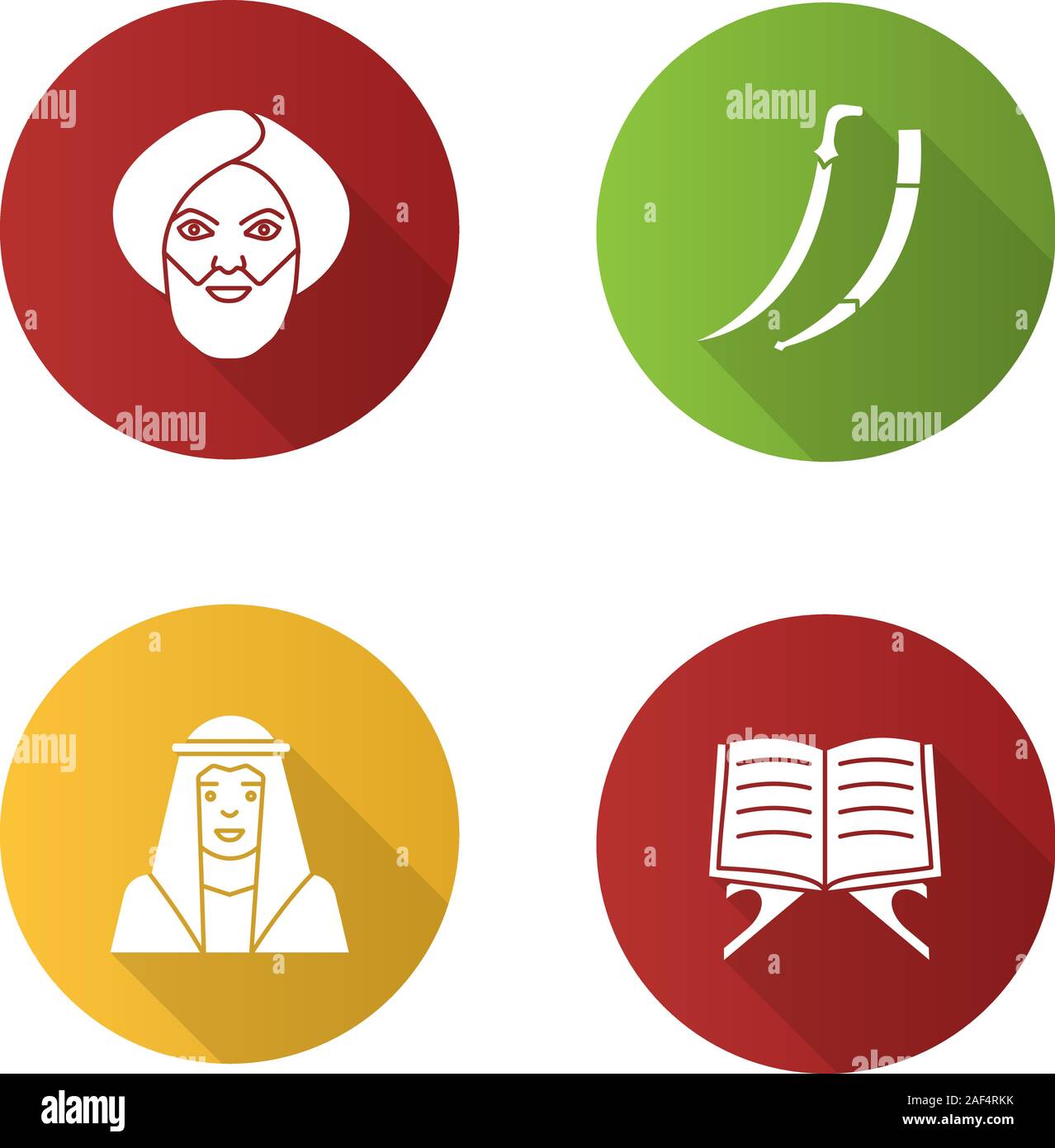 Islamic culture flat design long shadow glyph icon. Muslim men in ...