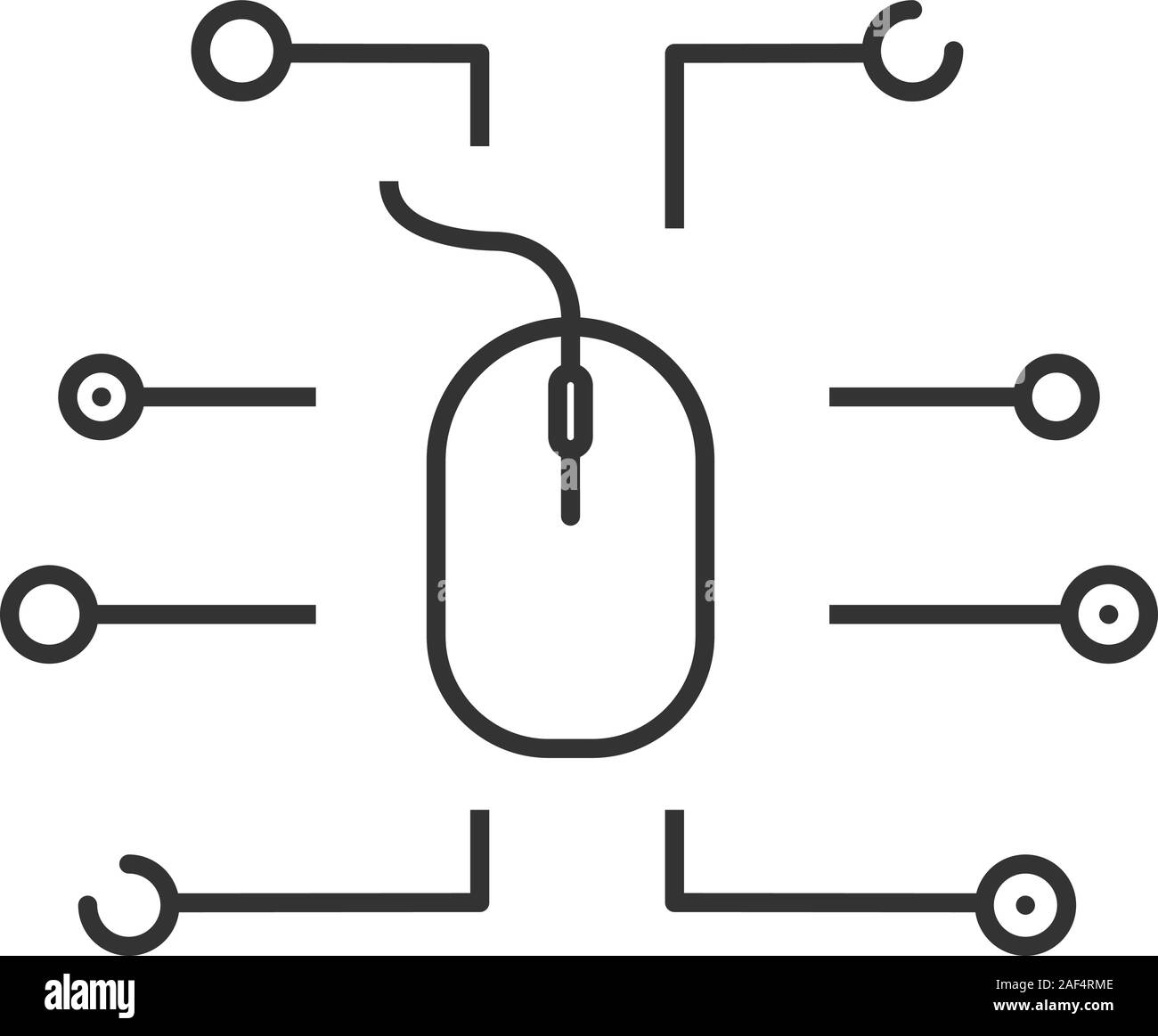 Computer mouse linear icon. Thin line illustration. Digital management ...