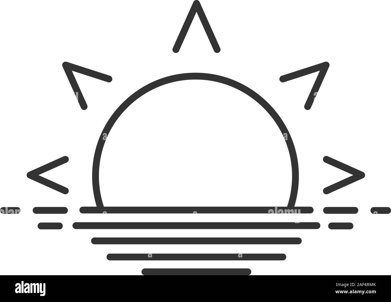 Rising sun linear icon. Morning. Evening. Thin line illustration. Sea ...