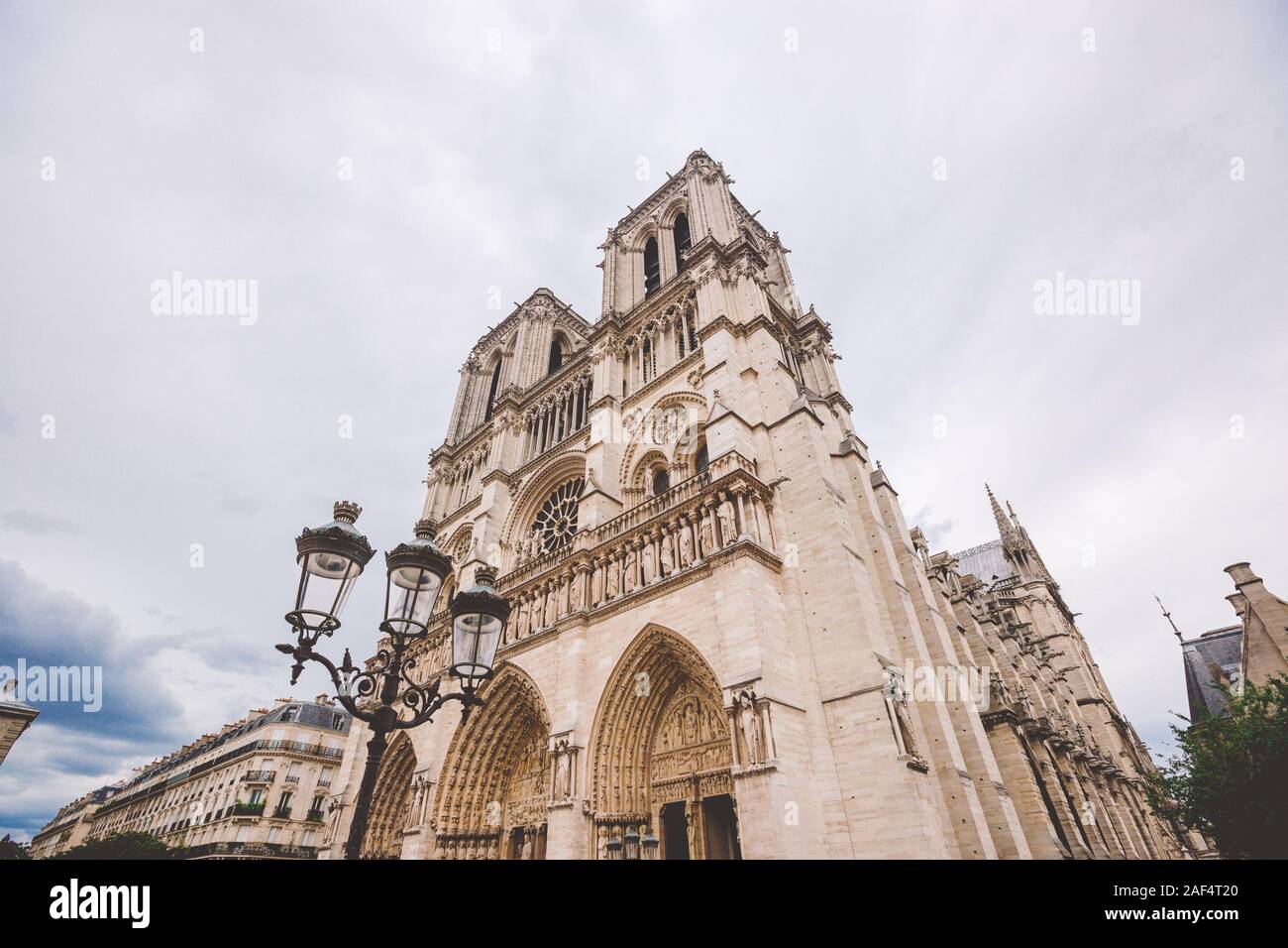 Notre-Dame Cathedral of Paris. Facade of the Notre-Dame cathedral of ...