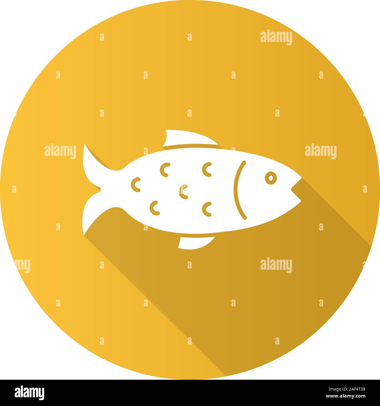 Fish flat design long shadow glyph icon. Angling. Vector silhouette ...