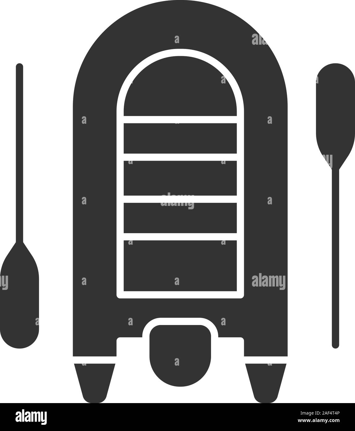 Inflatable rubber motor boat glyph icon. Dinghy with paddles ...