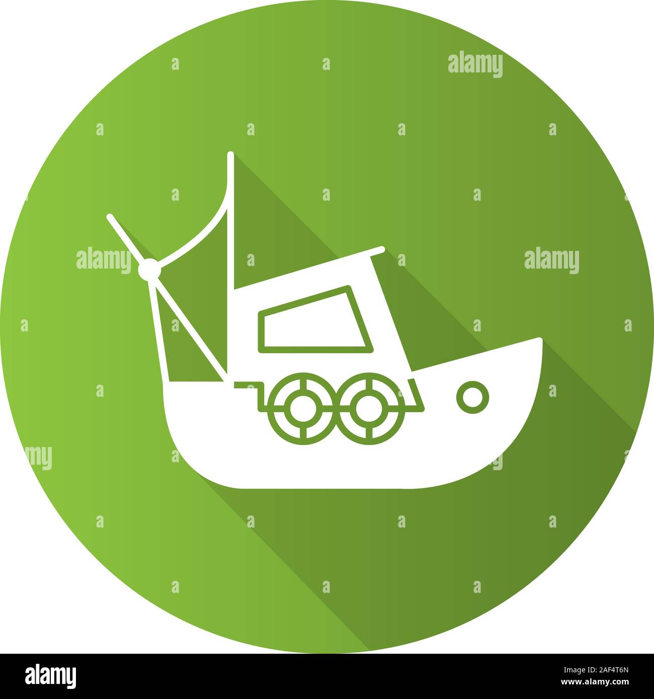 Fisher boat flat design long shadow glyph icon. Coble. Yacht. Vector ...