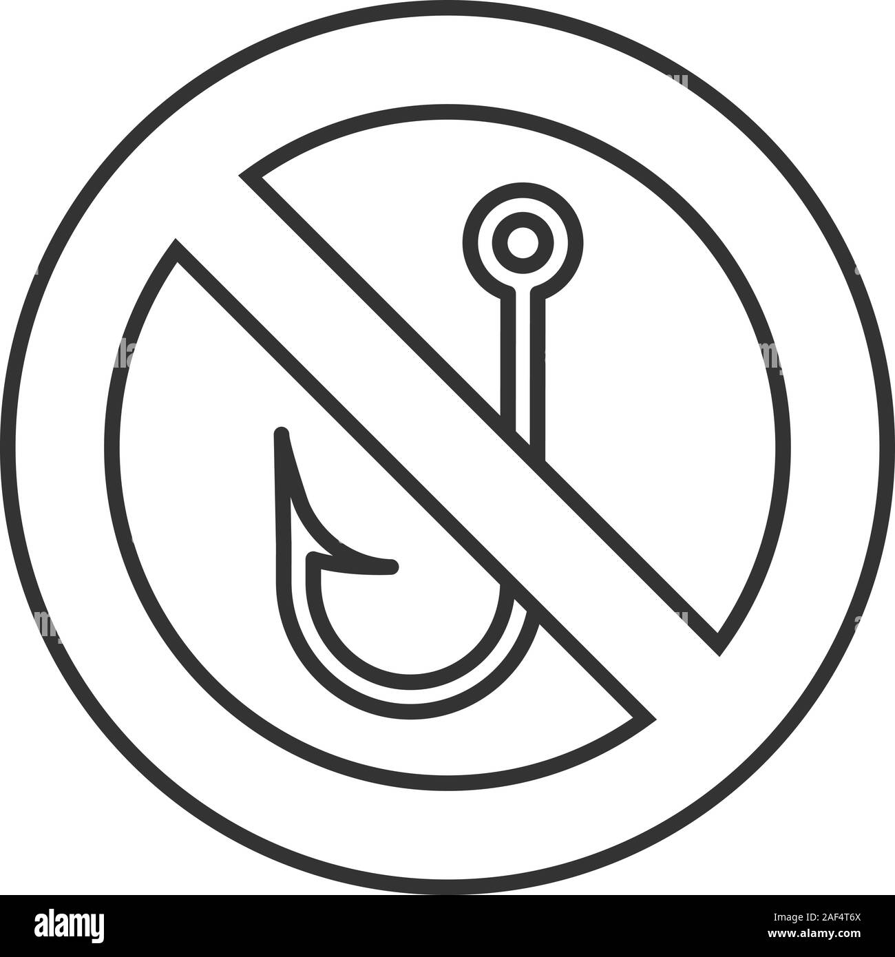 Forbidden sign with hook linear icon. Thin line illustration. No ...
