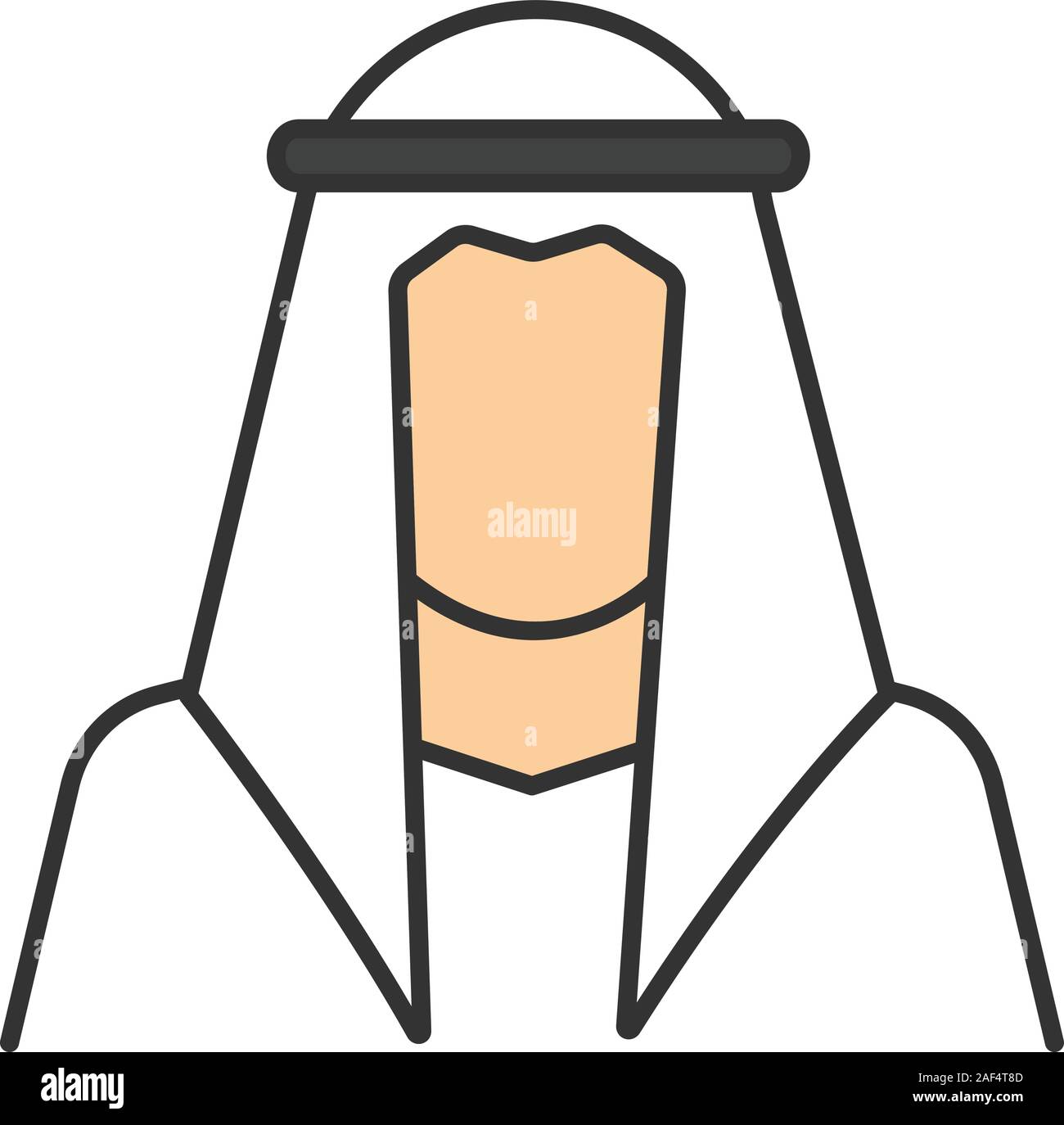 Sheikh silhouette linear color icon. Muslim traditional clothes. Arab ...