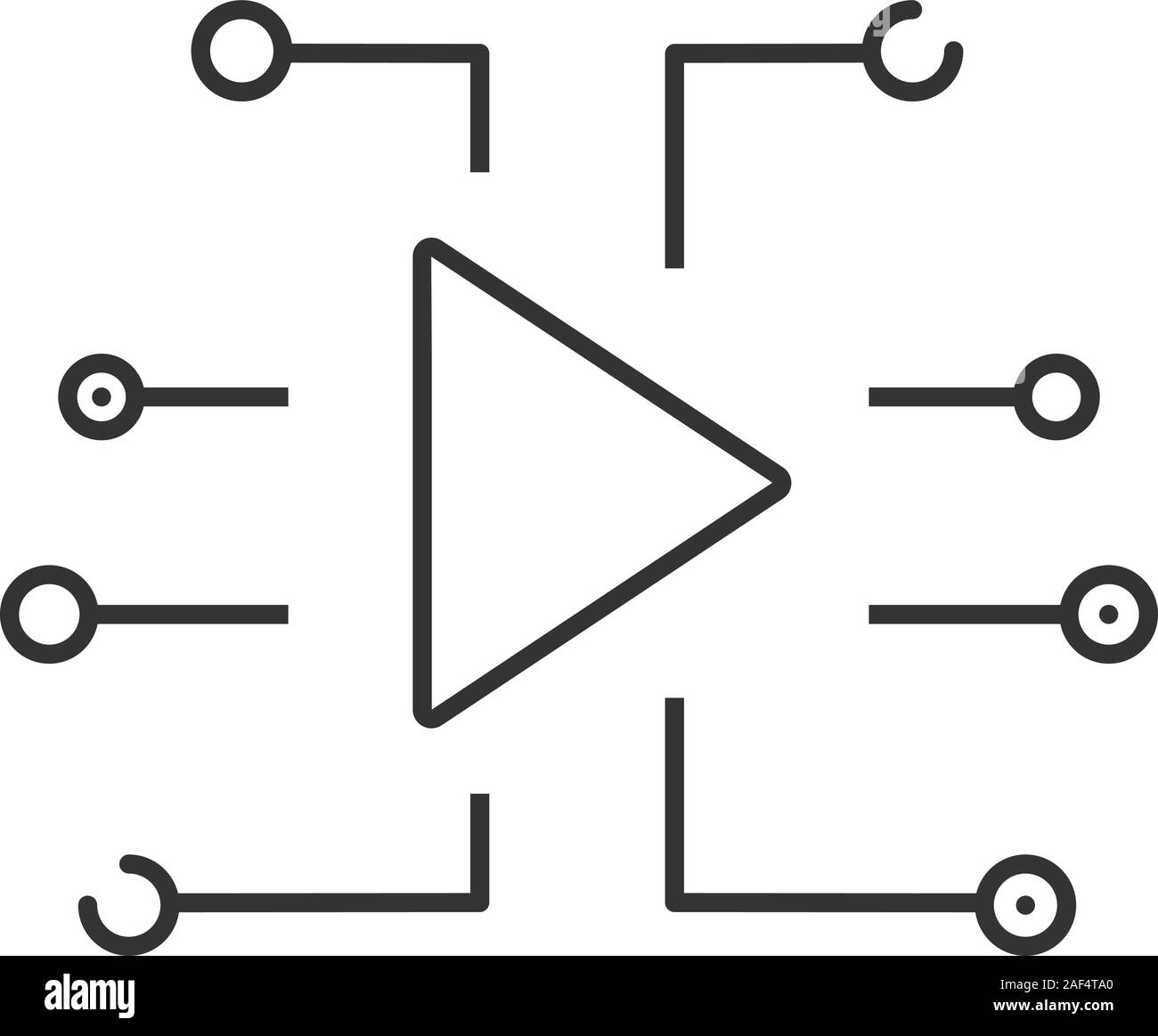 Play button linear icon. Thin line illustration. Playlist. Media file ...
