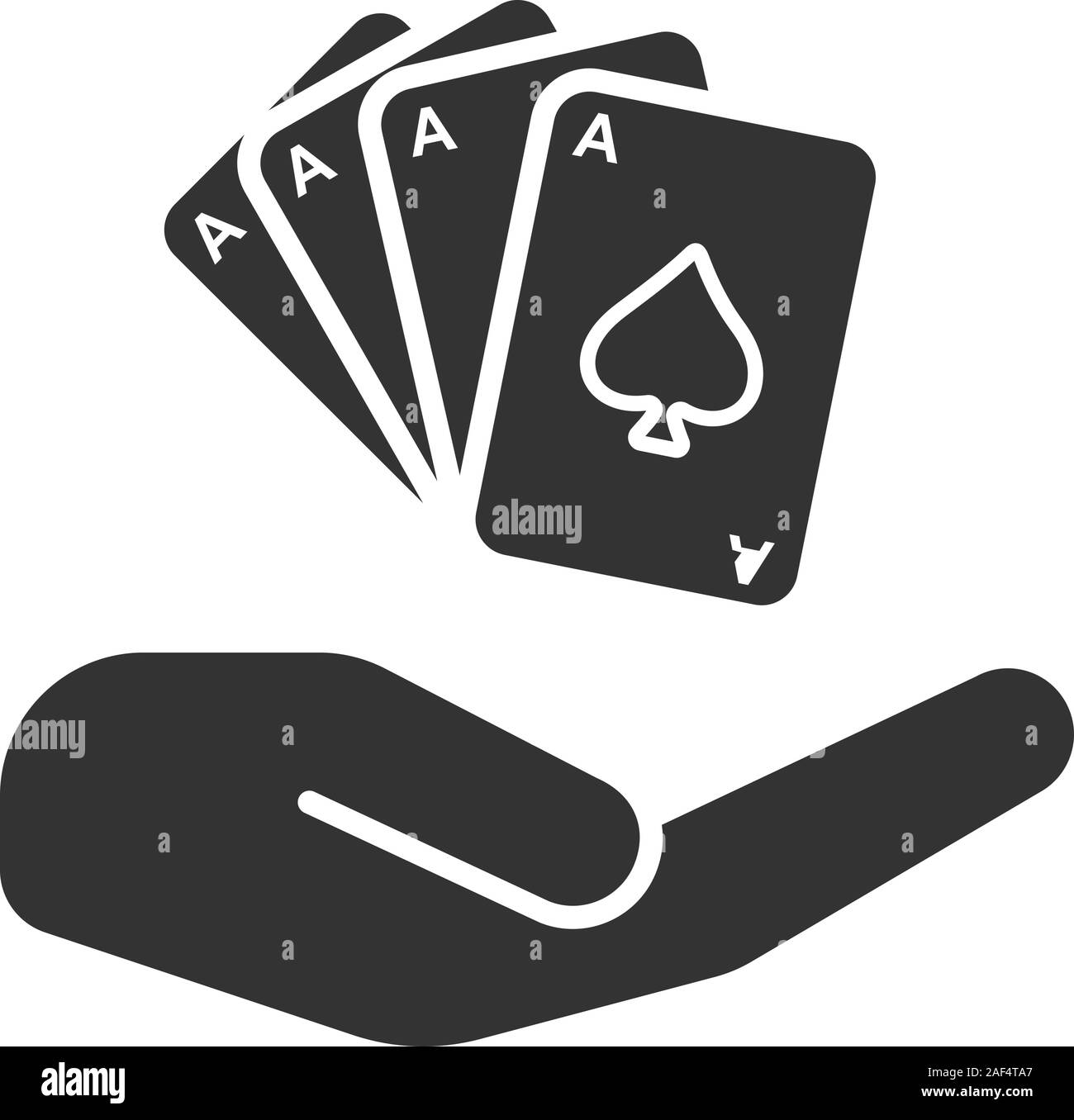 Open hand with playing cards glyph icon. Gambling. Silhouette symbol ...