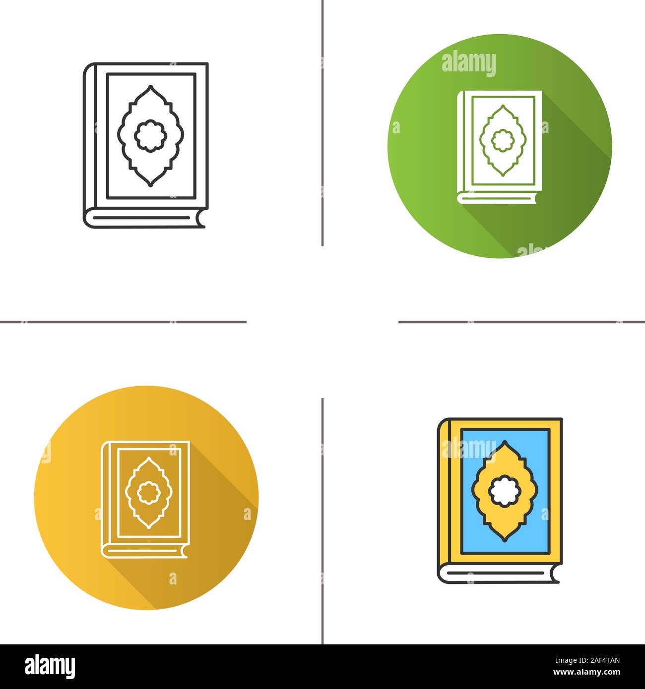 Quran book icon. Flat design, linear and color styles. Islamic religion ...