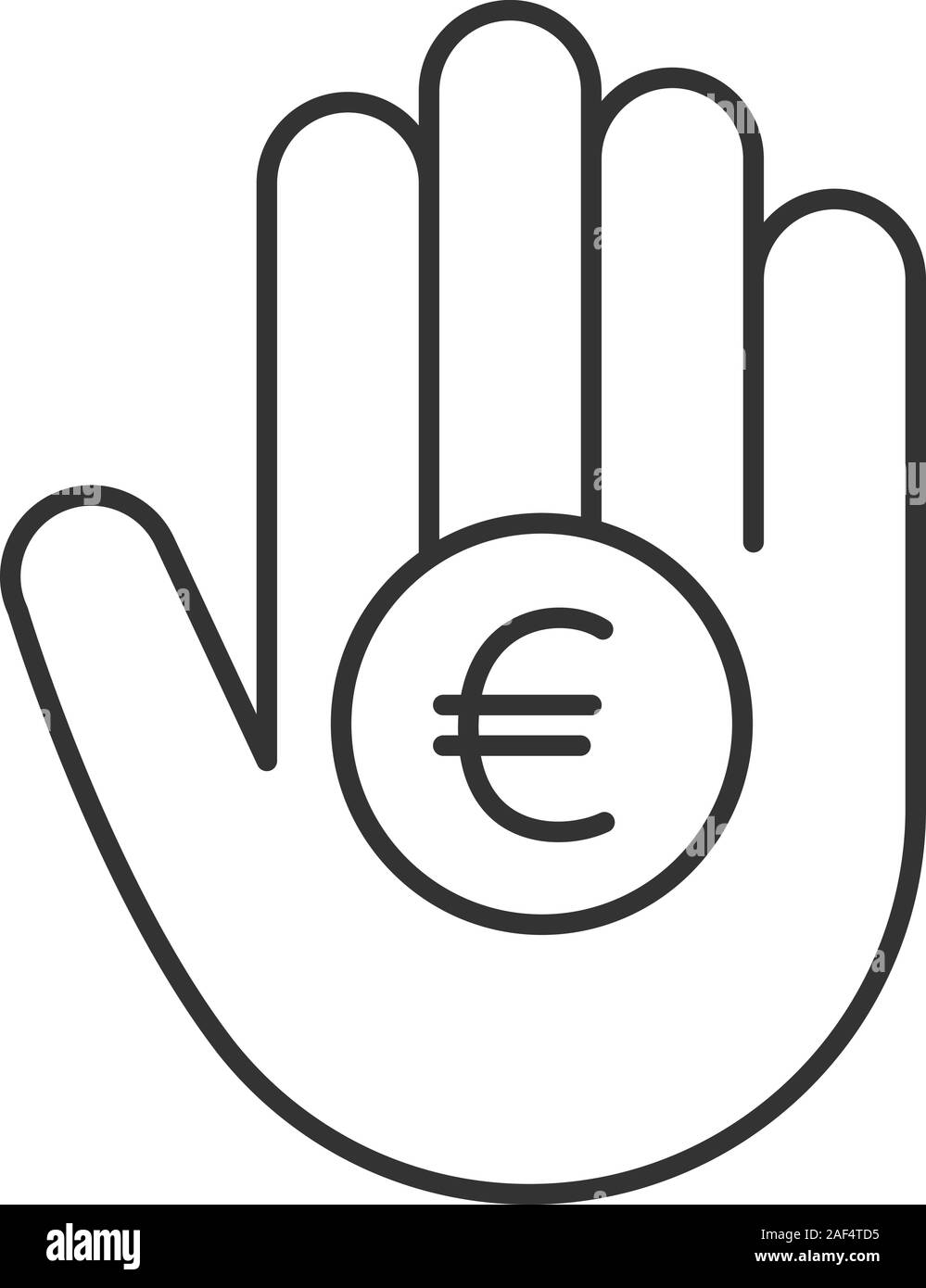 Hand holding euro linear icon. European Union currency. Thin line ...