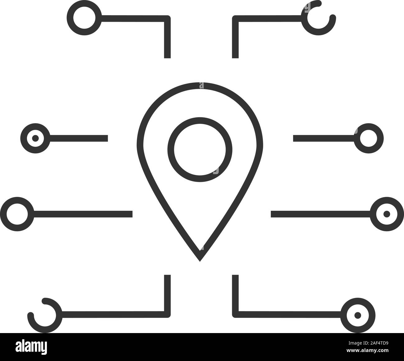 GPS navigation linear icon. Thin line illustration. Digital mapping ...