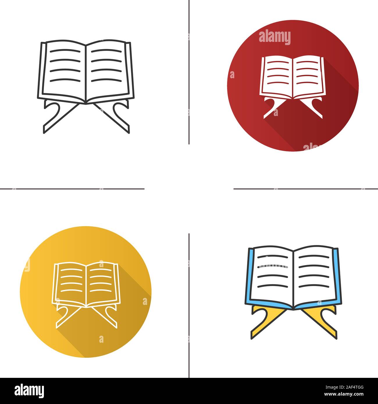 Open quran book icon. Flat design, linear and color styles. Islamic ...