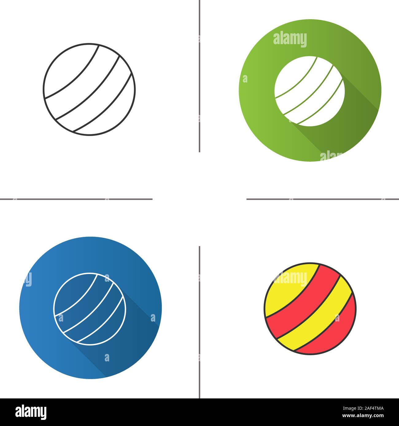 Ball icon. Flat design, linear and color styles. Isolated vector ...