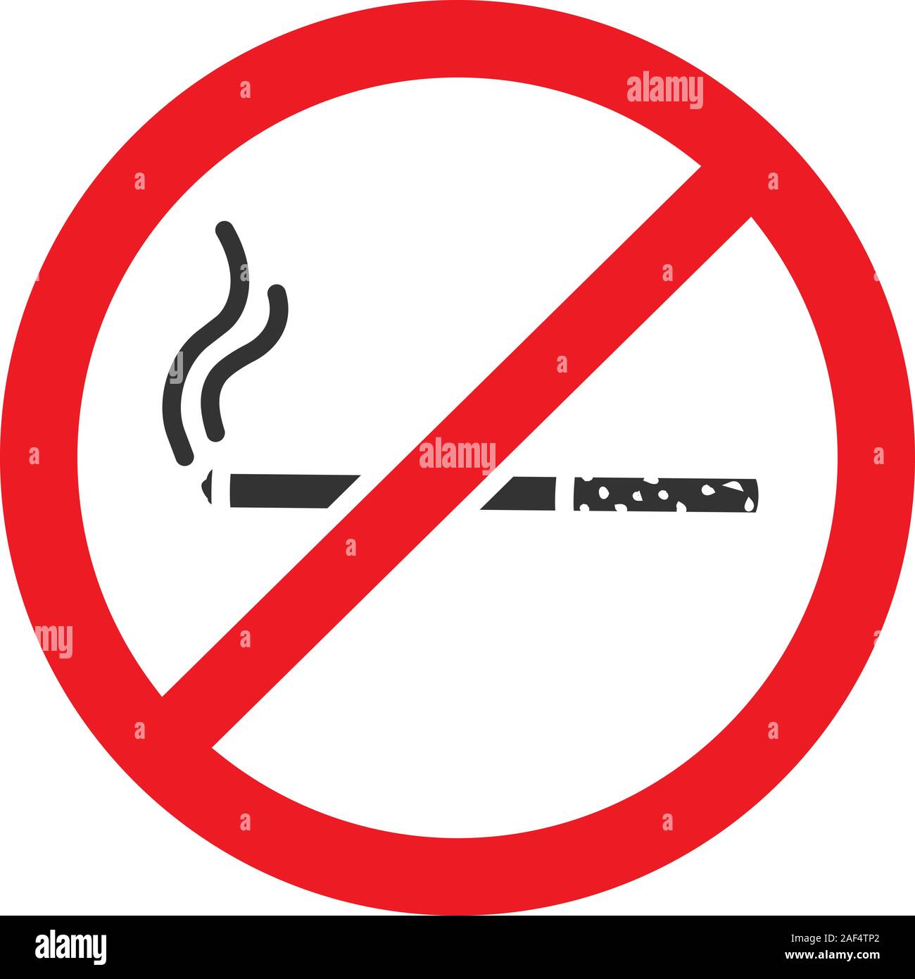 Forbidden sign with cigarette glyph icon. Stop silhouette symbol. No ...