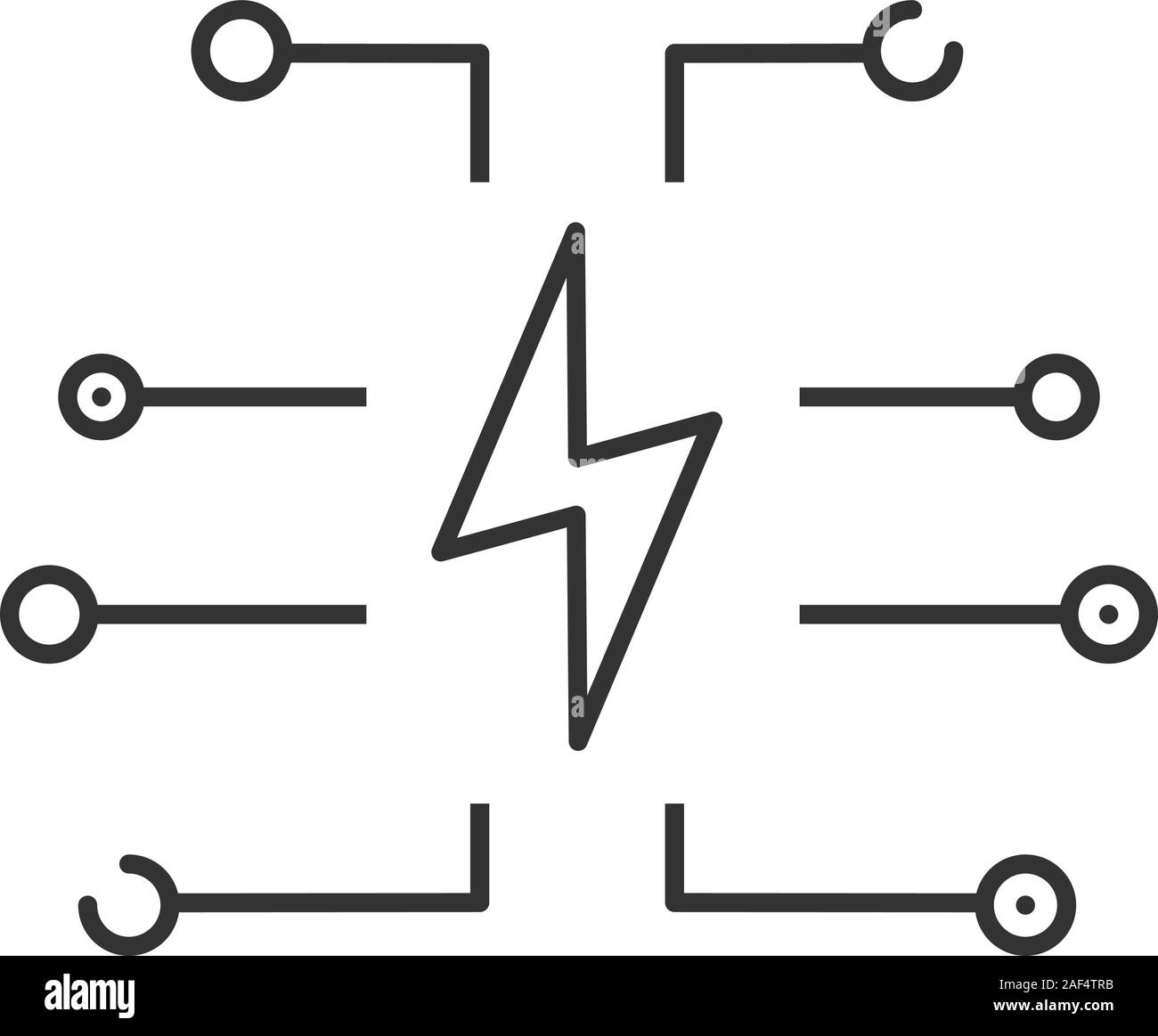 Device charging linear icon. Lightning bolt. Thin line illustration ...
