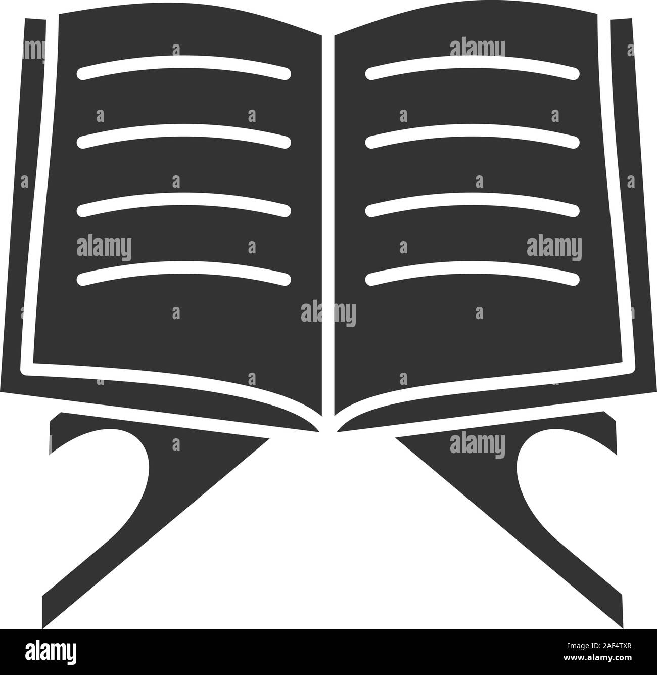 Open quran book glyph icon. Islamic religion. Koran. Silhouette symbol ...